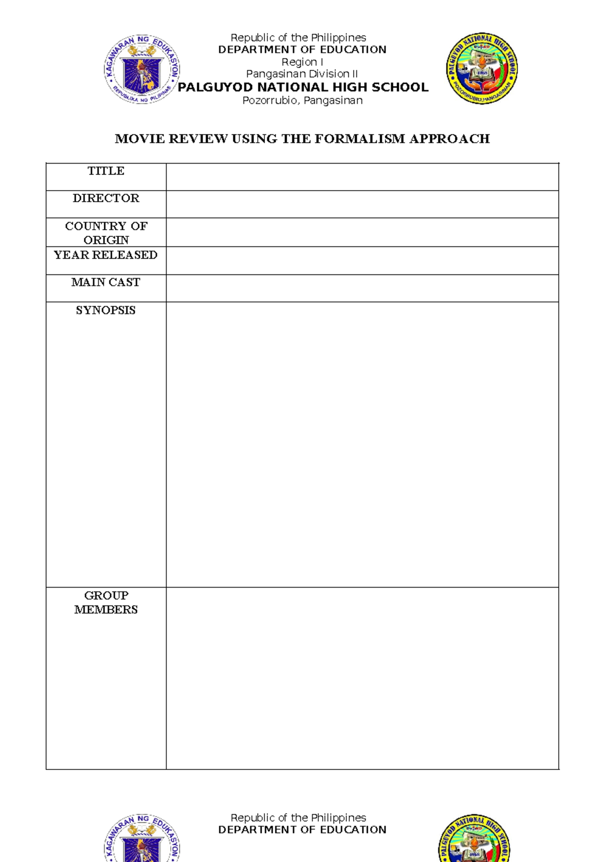 EAPP- Performance TASK - Review OR Reaction Paper - Republic of the ...