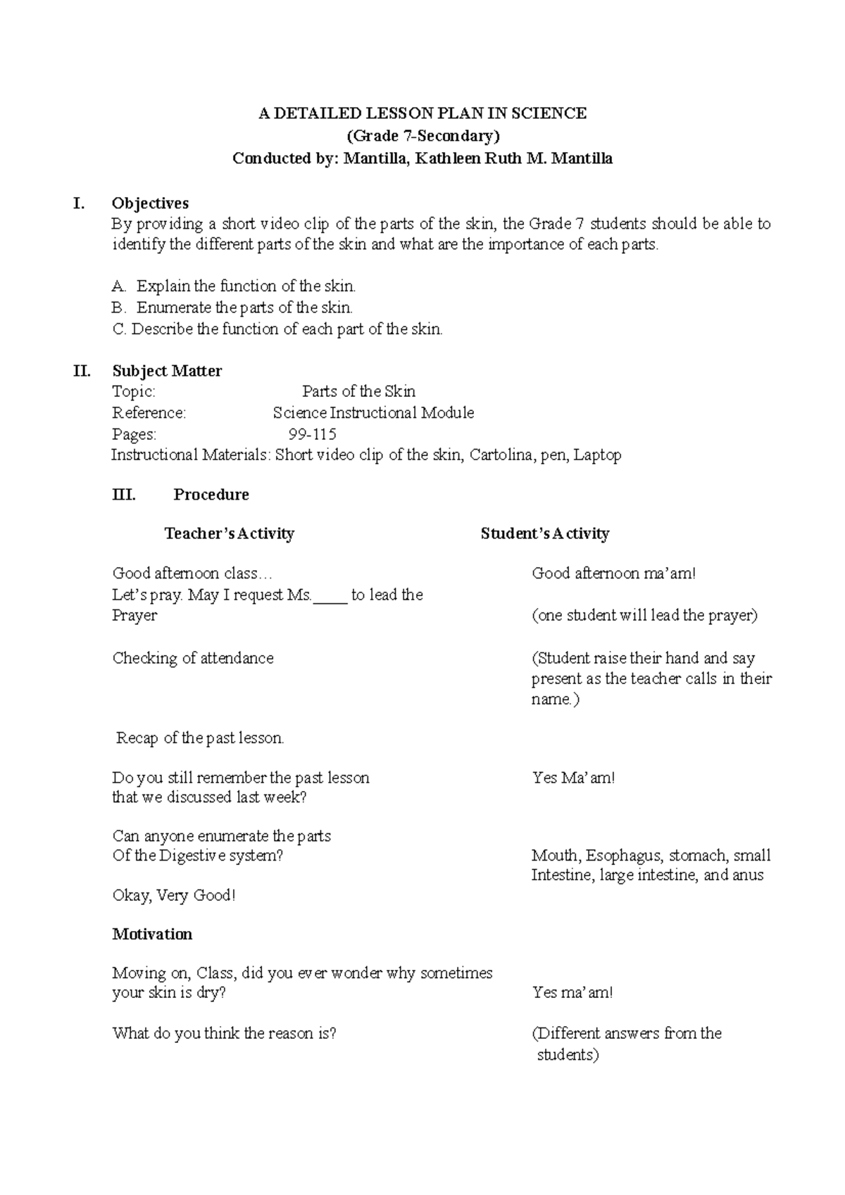 Final detailed lesson plan in science 8 - A DETAILED LESSON PLAN IN ...