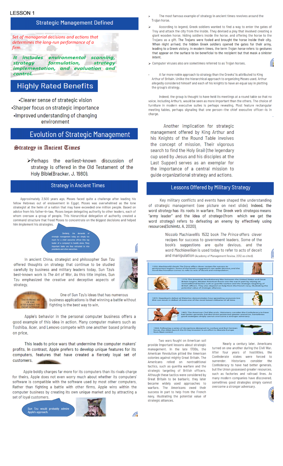 Strat prelim - notes - LESSON 1 The most famous example of strategy in ...