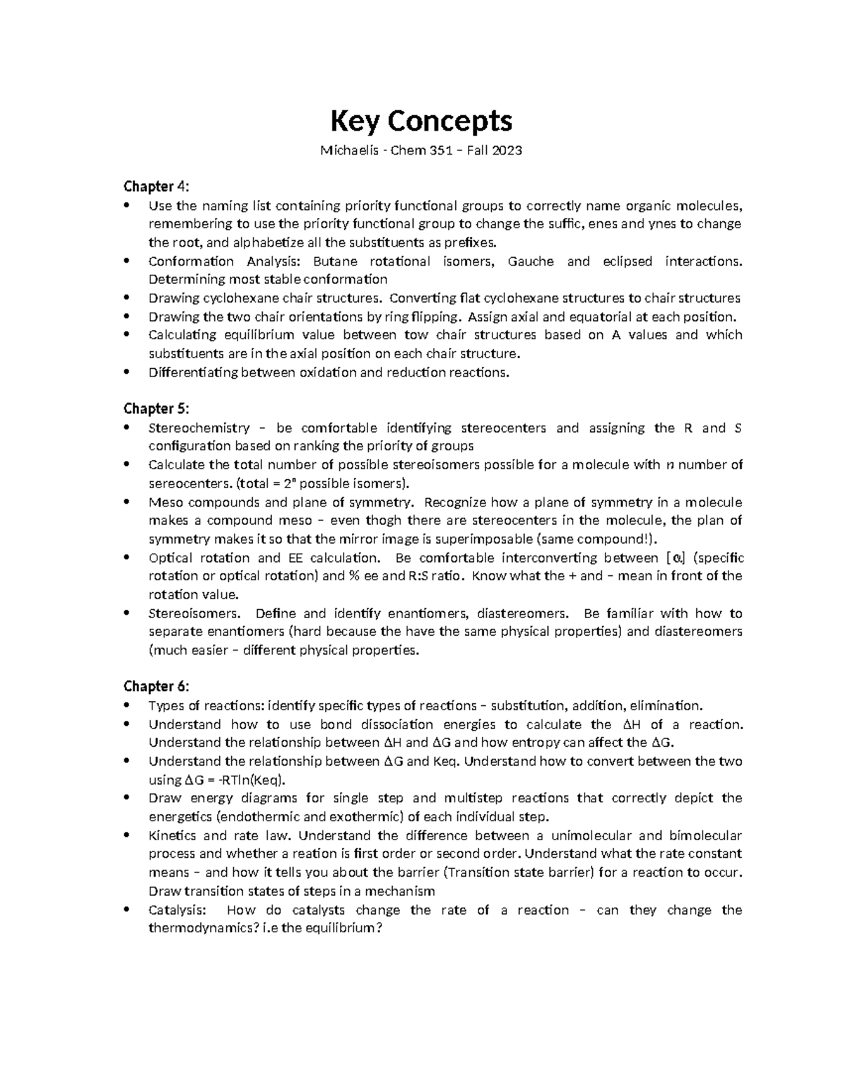 Key Concepts-Ch4 5 6 - Summary Introductory General Chemistry - Key ...