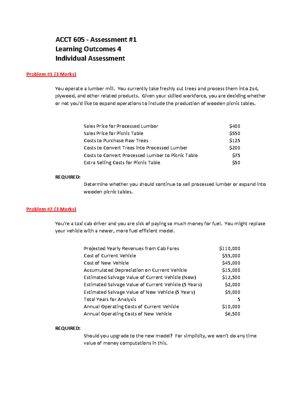 ACCT 605 - Assessment #2 - ACCT 605 - Assessment Learning Outcomes 4 ...