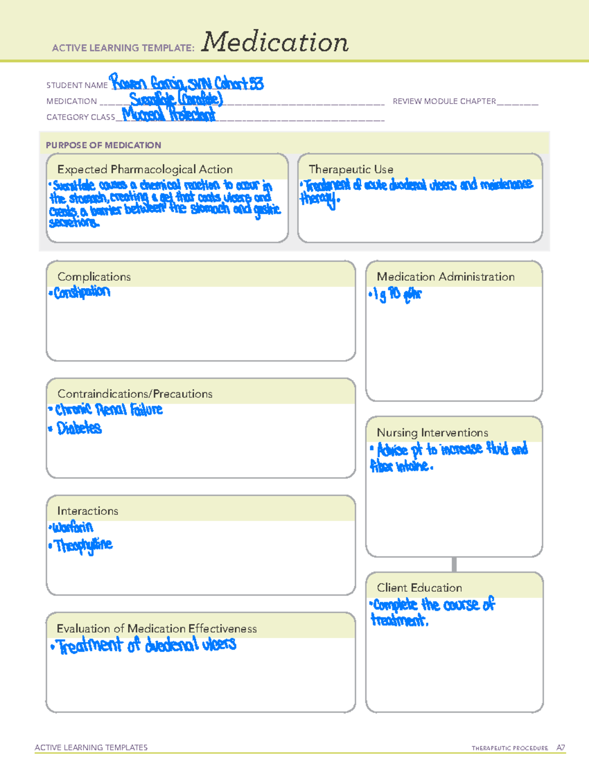 Carafate - ACTIVE LEARNING TEMPLATES THERAPEUTIC PROCEDURE A Medication ...