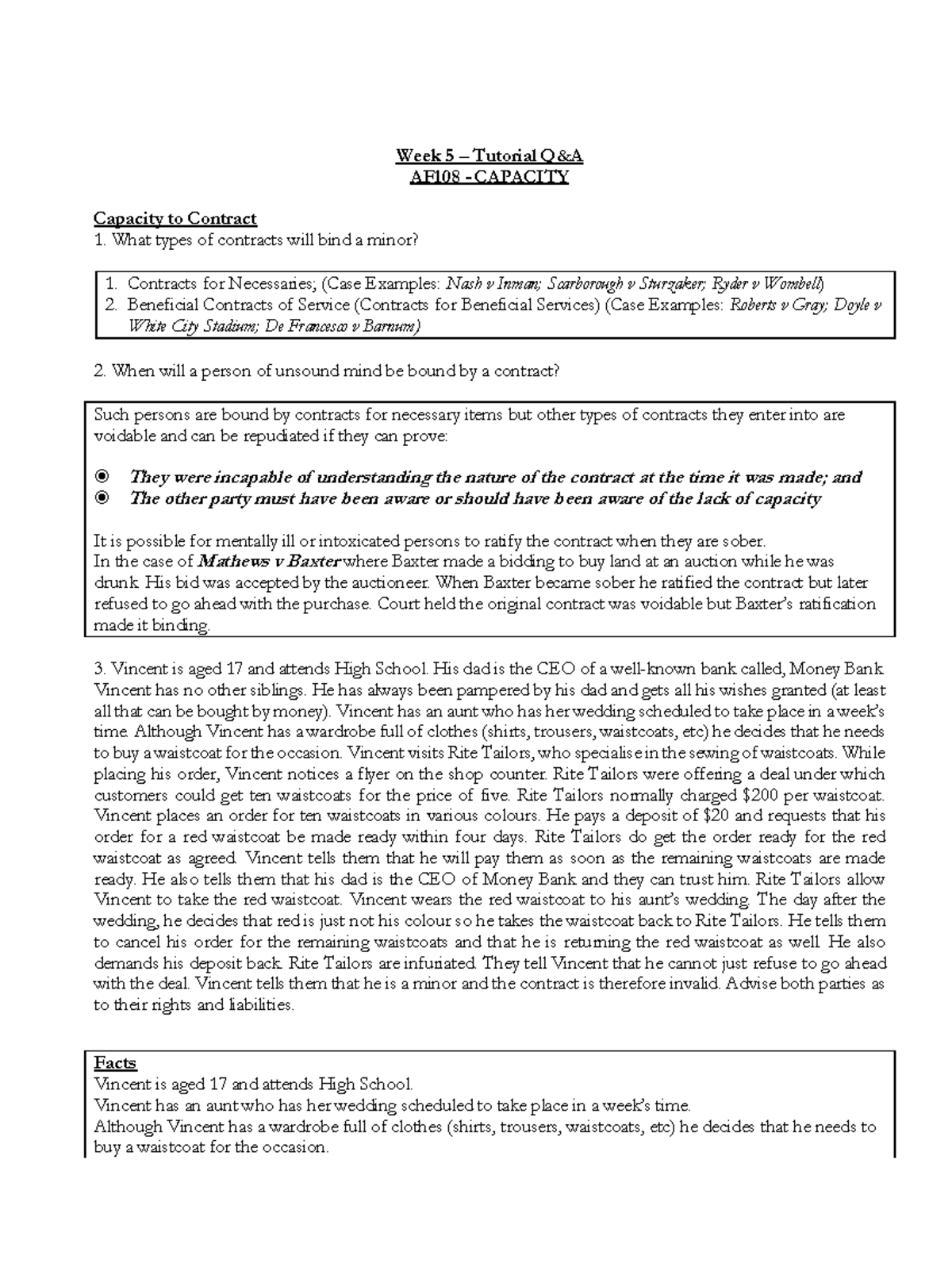 AF108 Tutorial WEEK 5 Answer - Week 5 – Tutorial Q&A AF108 - CAPACITY ...