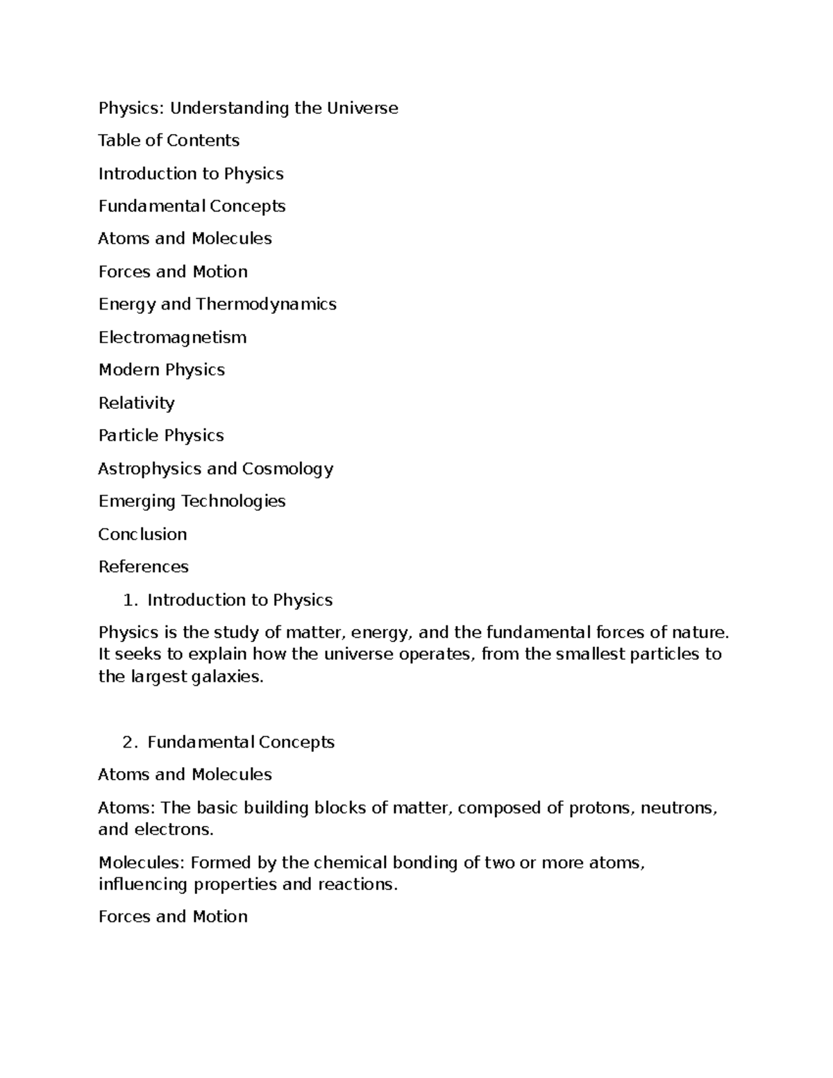 Physics - Hiiiii - Physics: Understanding the Universe Table of ...