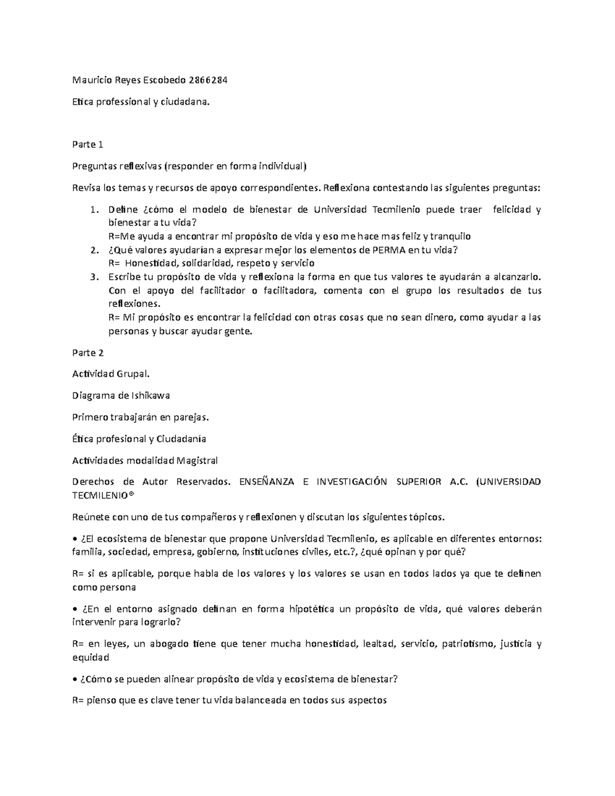 Act 2 de etica - tarea de etiqueta profesional - Mauricio Reyes ...