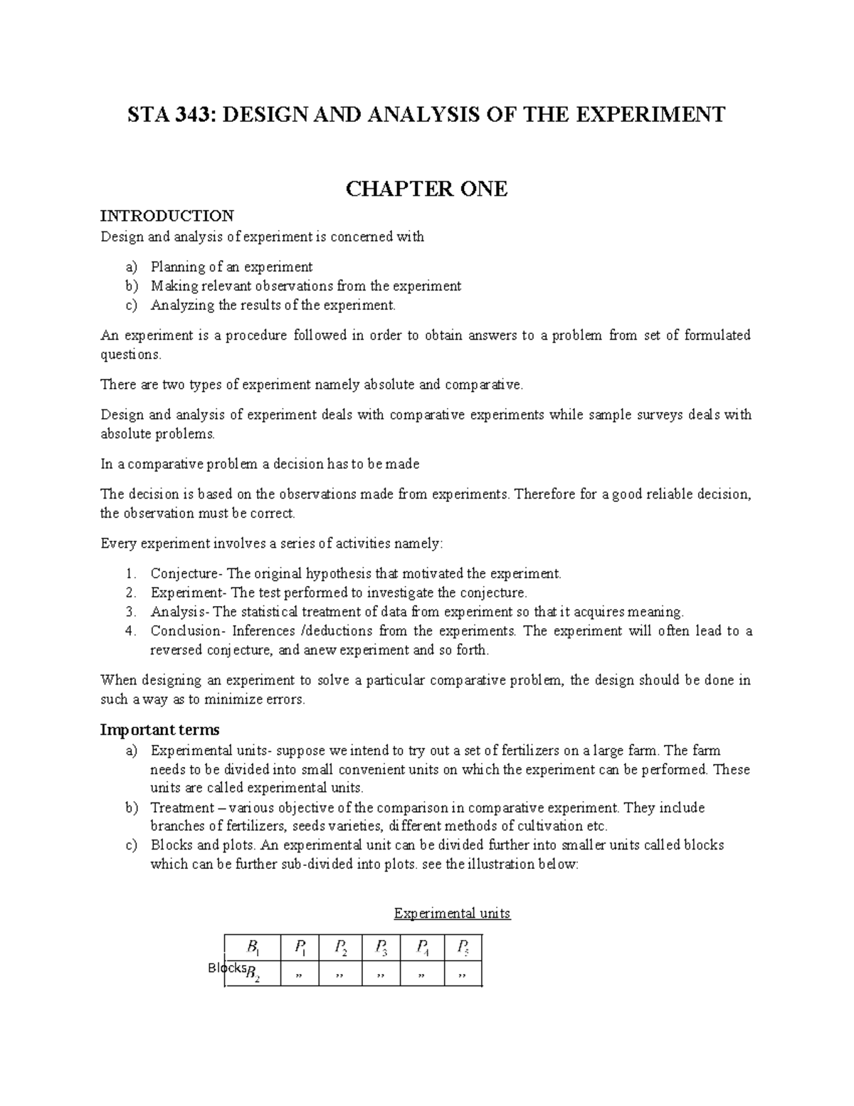 STA 343 Class Notes - Experimental designs - STA 343: DESIGN AND ...