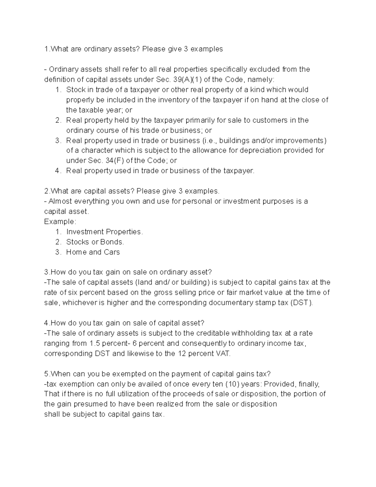 Pre-Meet Activity for Individual Taxpayers (Part 2) - 1 are ordinary ...