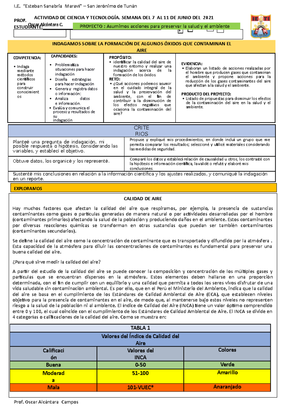 Semana 7 Cy T 3° Sobre CIENCIA Y TECNOLOGIA AAAAA - ACTIVIDAD DE ...
