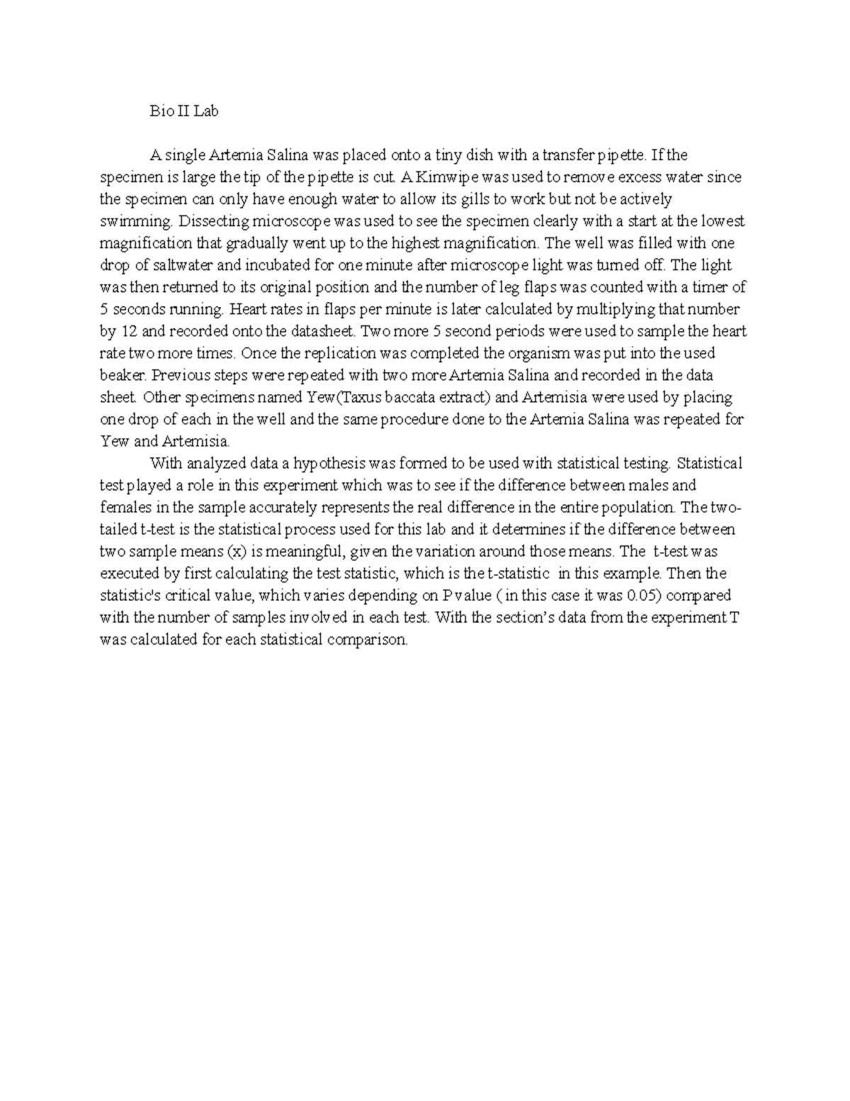 Methods Section - BIOL 1510 - NSU - Studocu