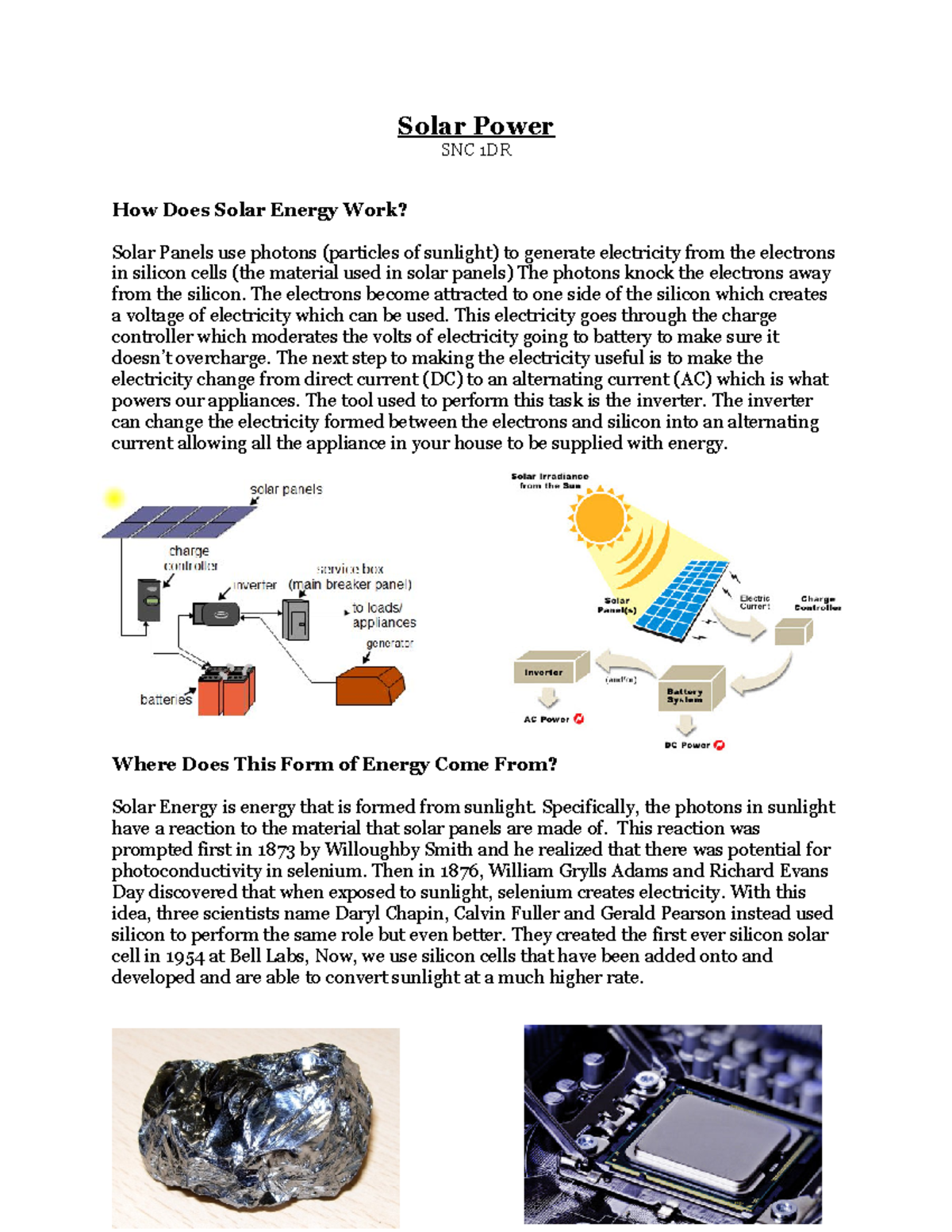 Solar Power - Assignment - Solar Power SNC 1DR How Does Solar Energy ...
