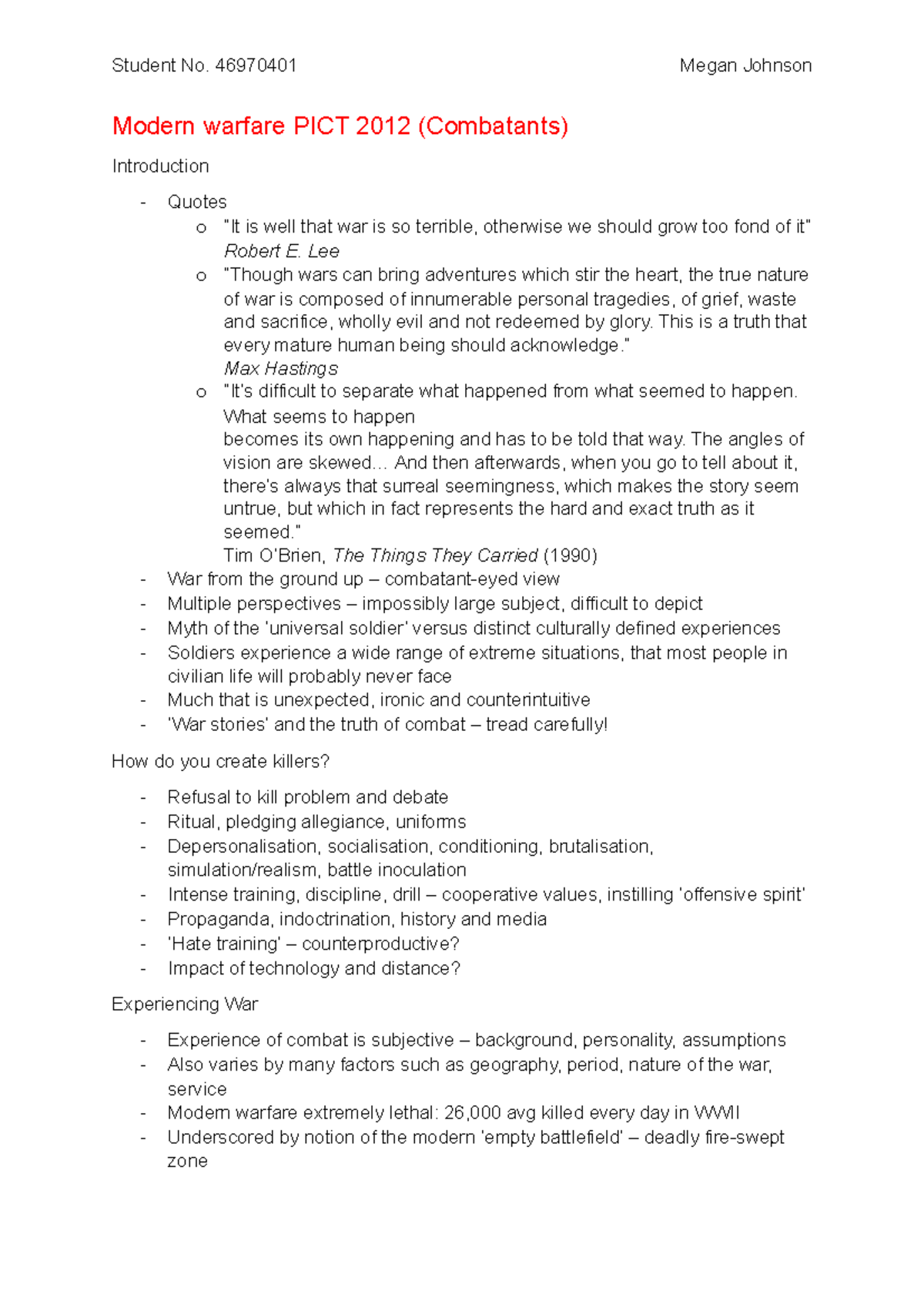 combatants and there role - Modern warfare PICT 2012 (Combatants ...