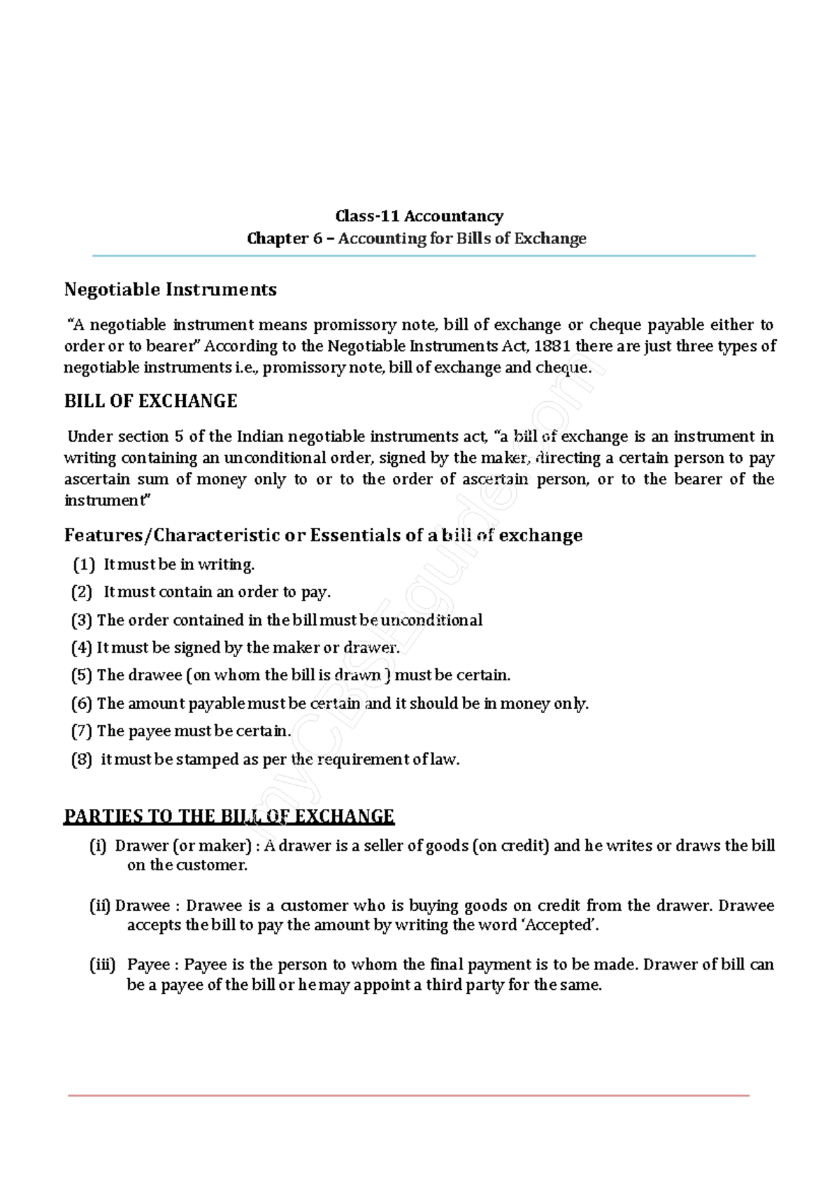 Bills of exchange - , promissory note, bill of exchange and cheque ...