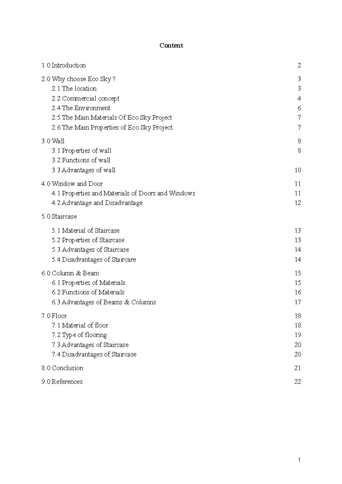 BM Assignment Ecosky - Content 1 Introduction 2 Why choose Eco Sky? 2 ...
