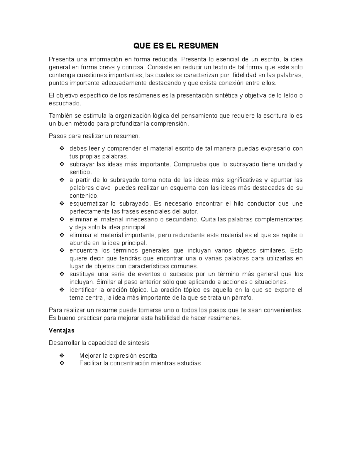 14 QUE ES EL Resumen - QUE ES EL RESUMEN Presenta una información en ...