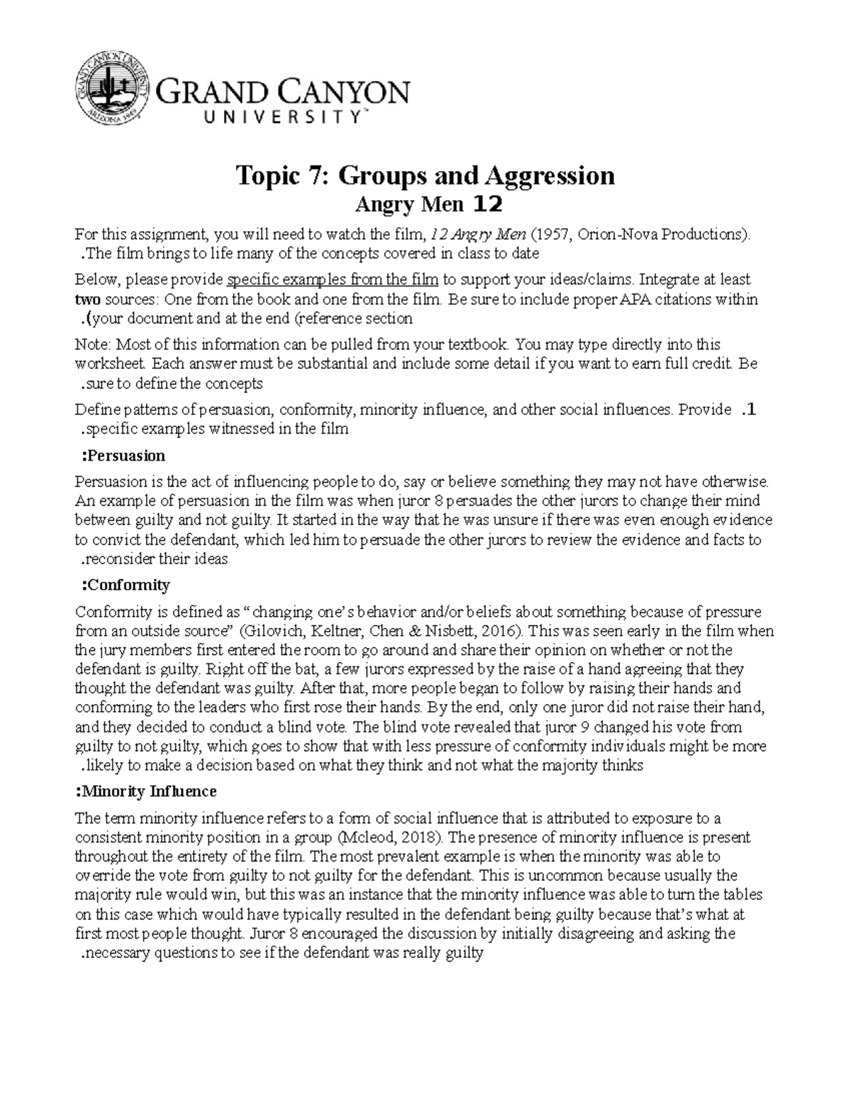 PSY 362 12 Angry Men - Topic 7: Groups and Aggression Angry Men 12 For ...