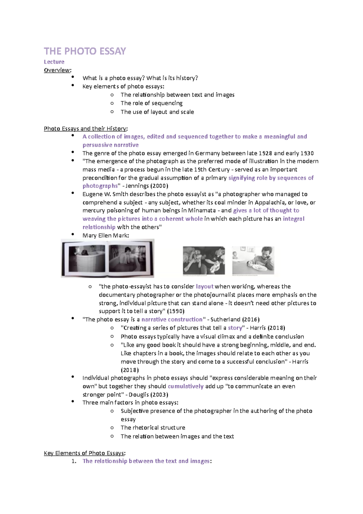 Photo media notes - yeet - THE PHOTO ESSAY Lecture Overview: What is a ...