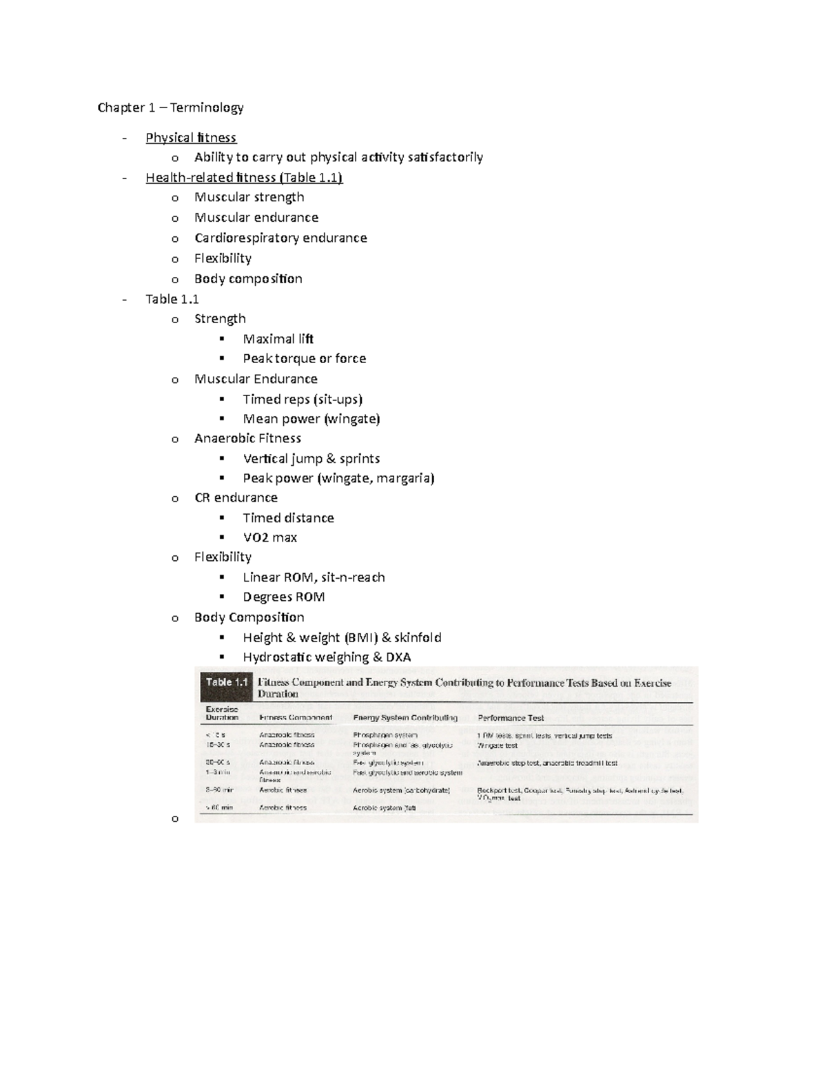 Chapter 1 Notes - Chapter 1 – Terminology Physical fitness o Ability to ...