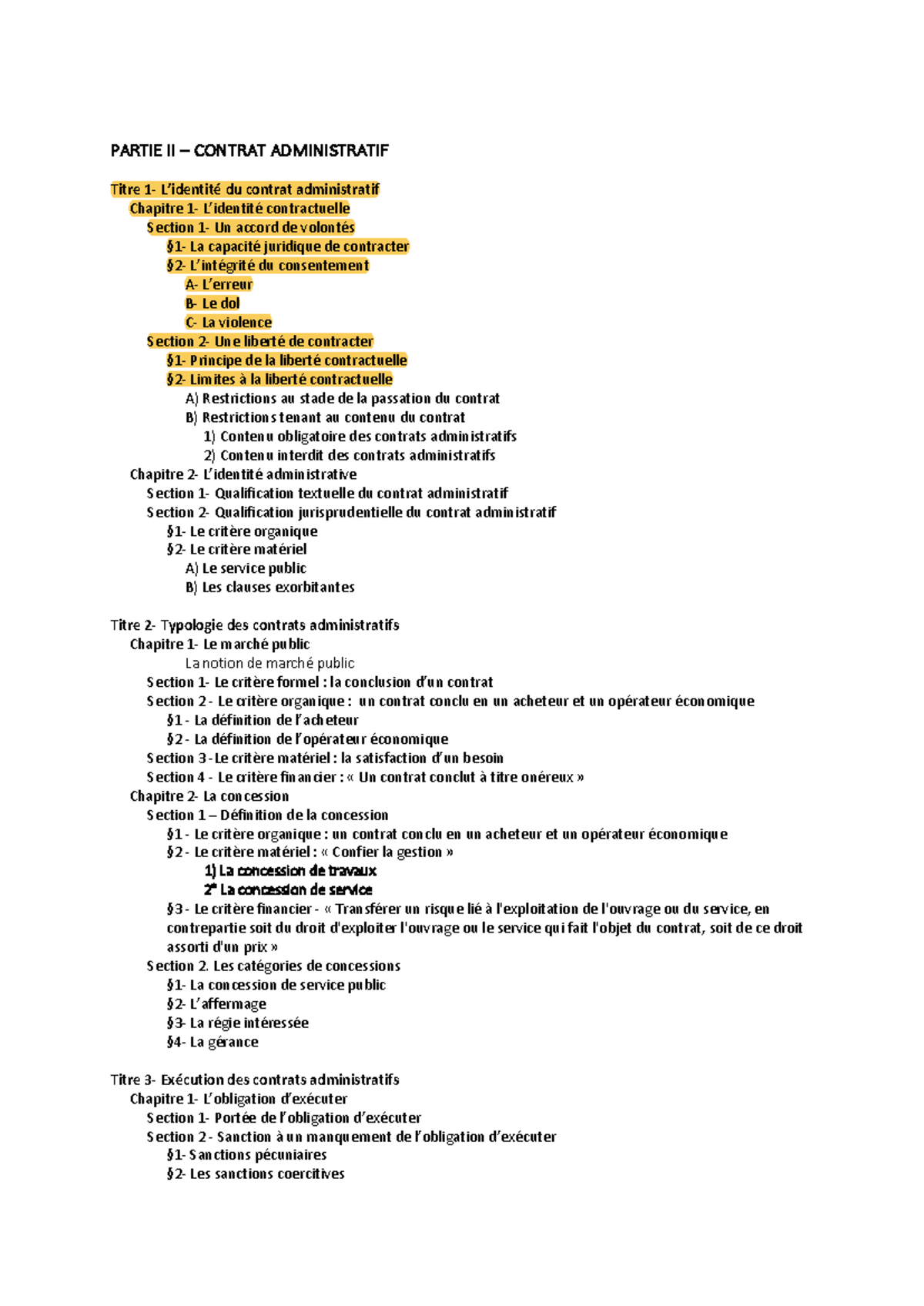Plan - Contrats administratifs - PARTIE II – CONTRAT ADMINISTRATIF ...