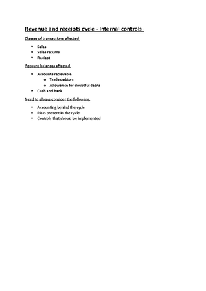 Revenue & Receipts Substantive procedures - Revenue and Receipt’s Cycle ...