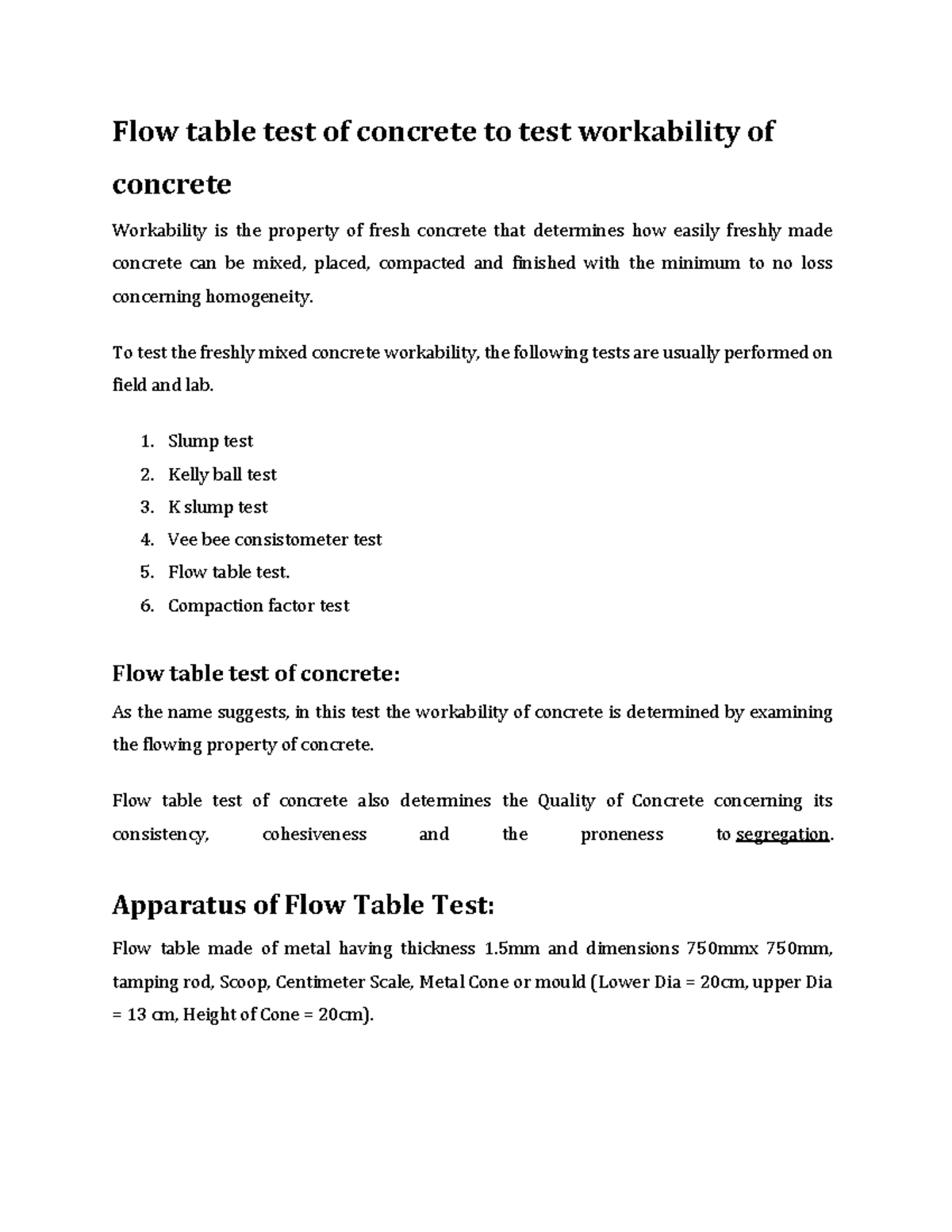 Flow table test of concrete to test workability of concrete - Flow ...