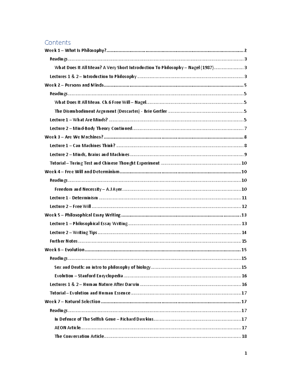 Maq-sample - Hello - Contents Week 1 – What Is Philosophy? Focus ...