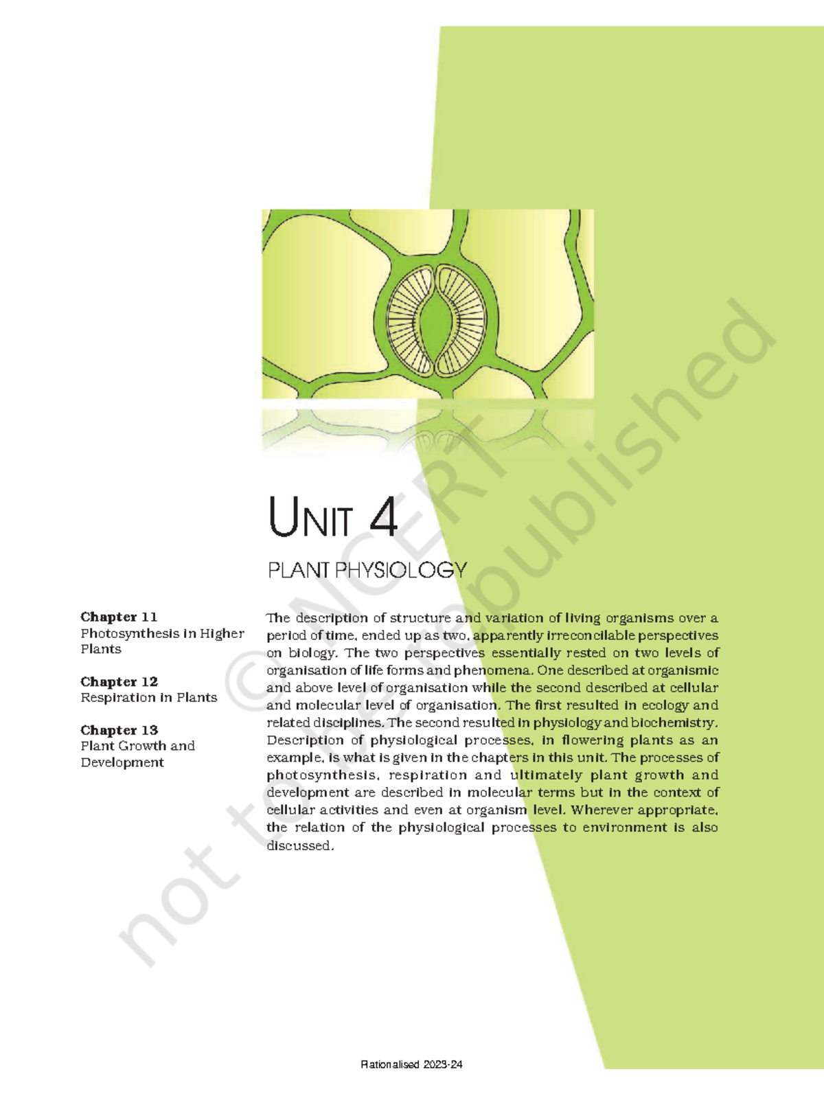 Photosynthesis - UNIT 4 The description of structure and variation of ...