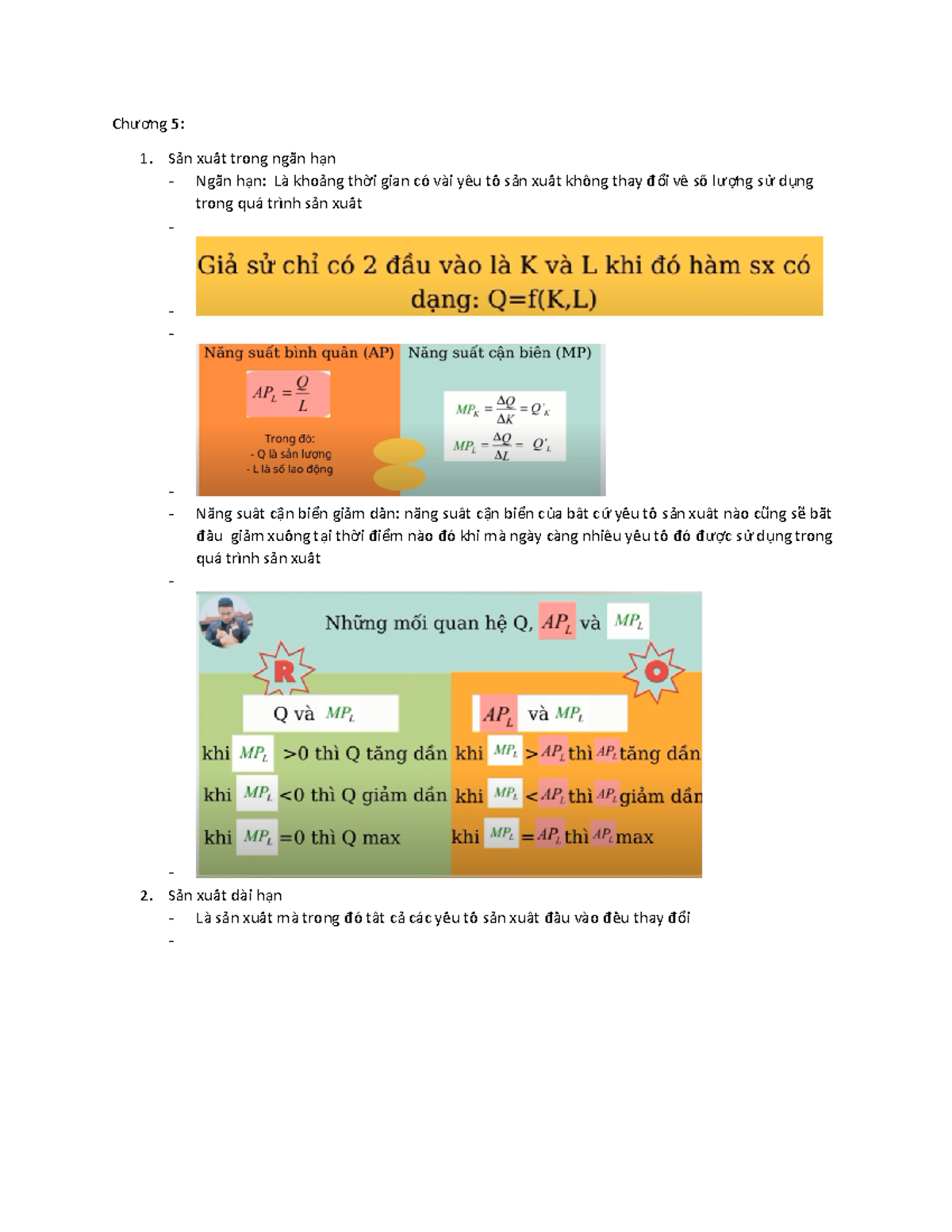 Chương 5 kinh tế vi mô - ghi chép - Ch ươ 1 5: S n xuấất trong ngắấn h nả ạ - Ngắấn h n: Là kho ...