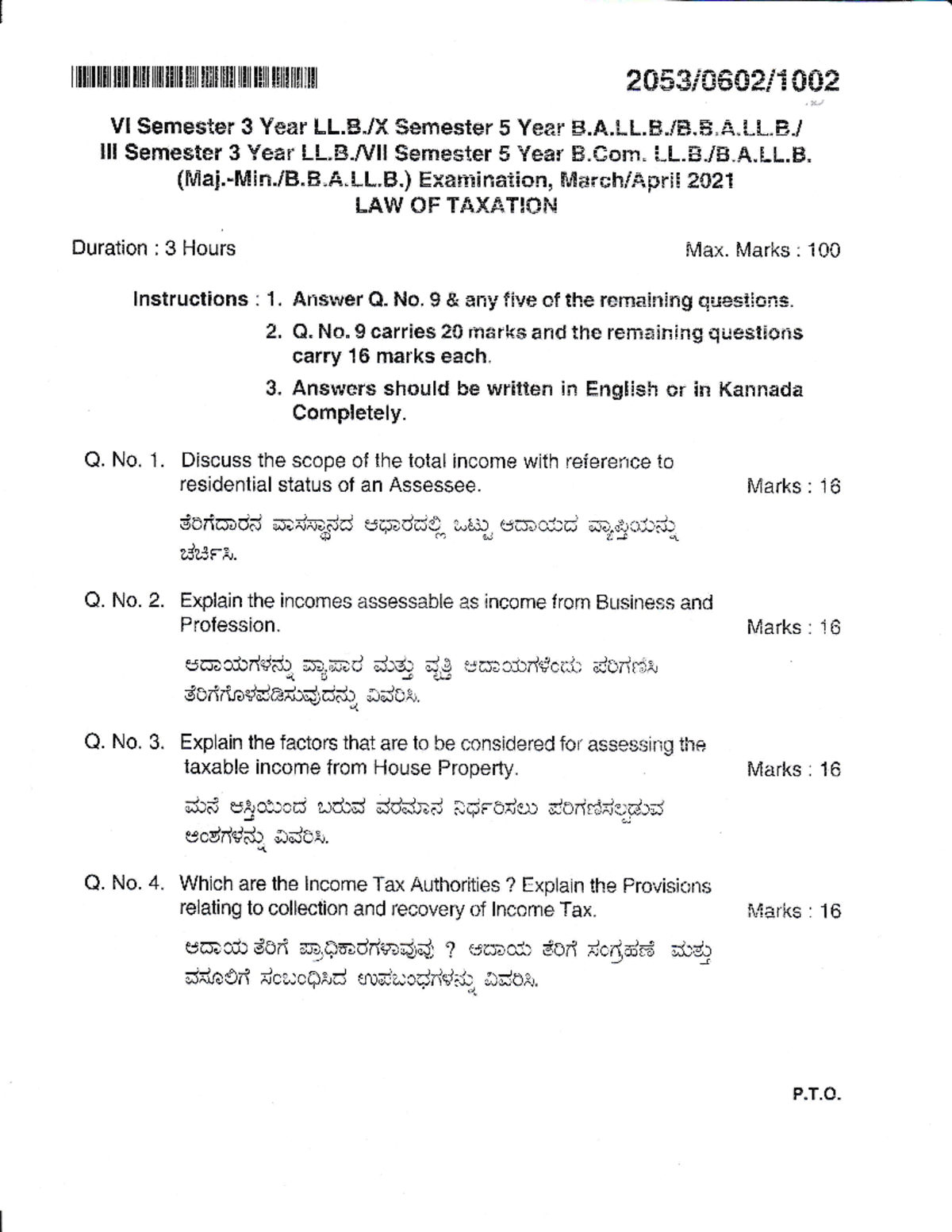 Taxation qp - Question paper - ililililtilfliltffiililtiltililil ...