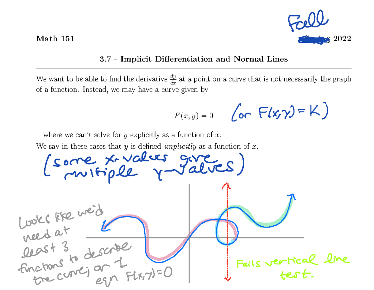 10-17 Notes (Section 3 - Work well done. - Math 151 Spring 2022 3 ...
