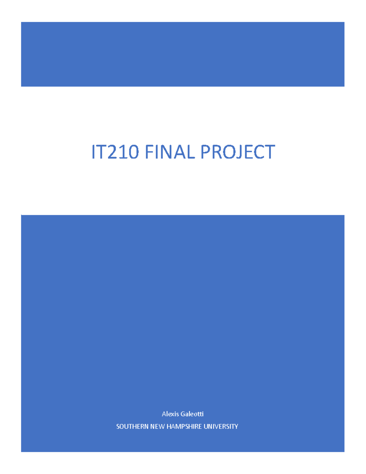 Alexis Galeotti IT210 Final Project - Alexis Galeot SOUTHERN NEW HAMPSHIRE UNIVERSITY IT210 ...