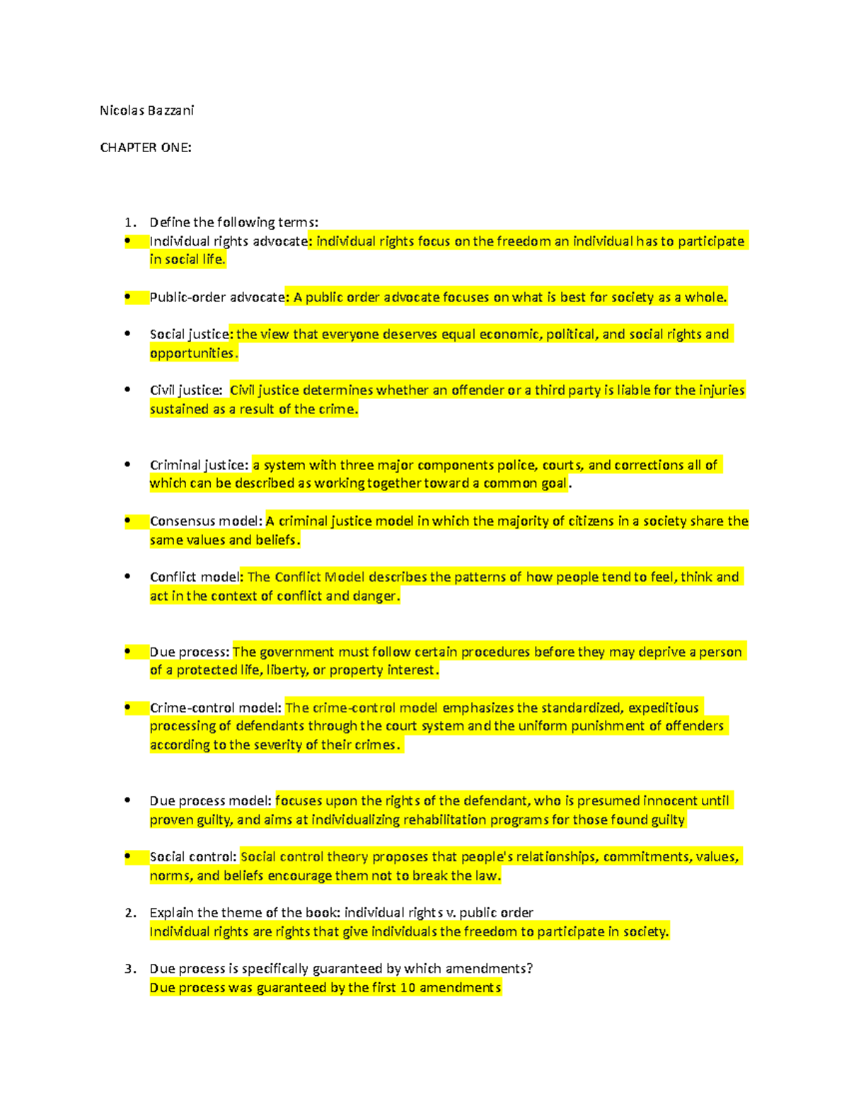 Chapter ONE worksheet - Nicolas Bazzani CHAPTER ONE: Define the ...