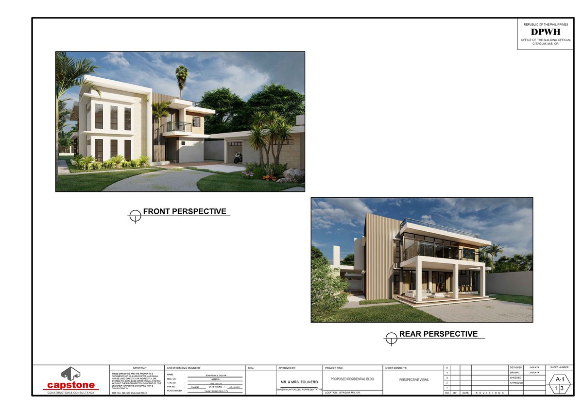 Sample Architects Perspective for Construction - FRONT PERSPECTIVE ...