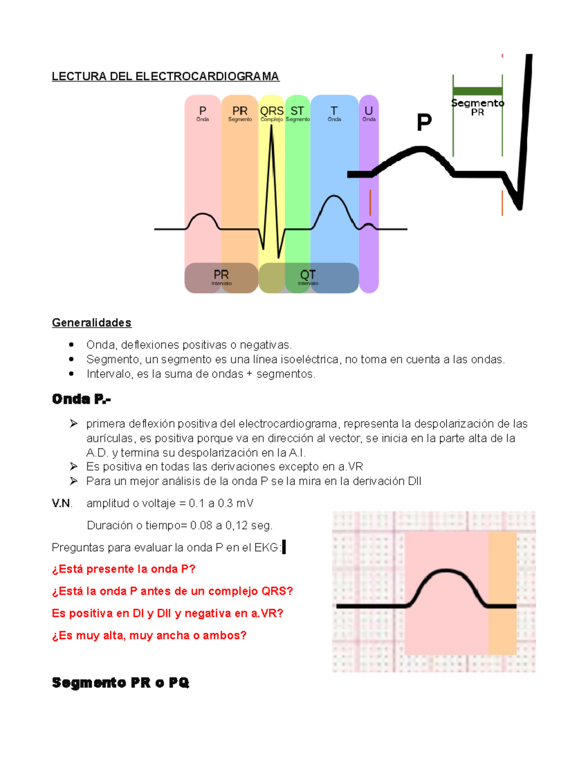 Lectura DEL Electrocardiograma - LECTURA DEL ELECTROCARDIOGRAMA ...