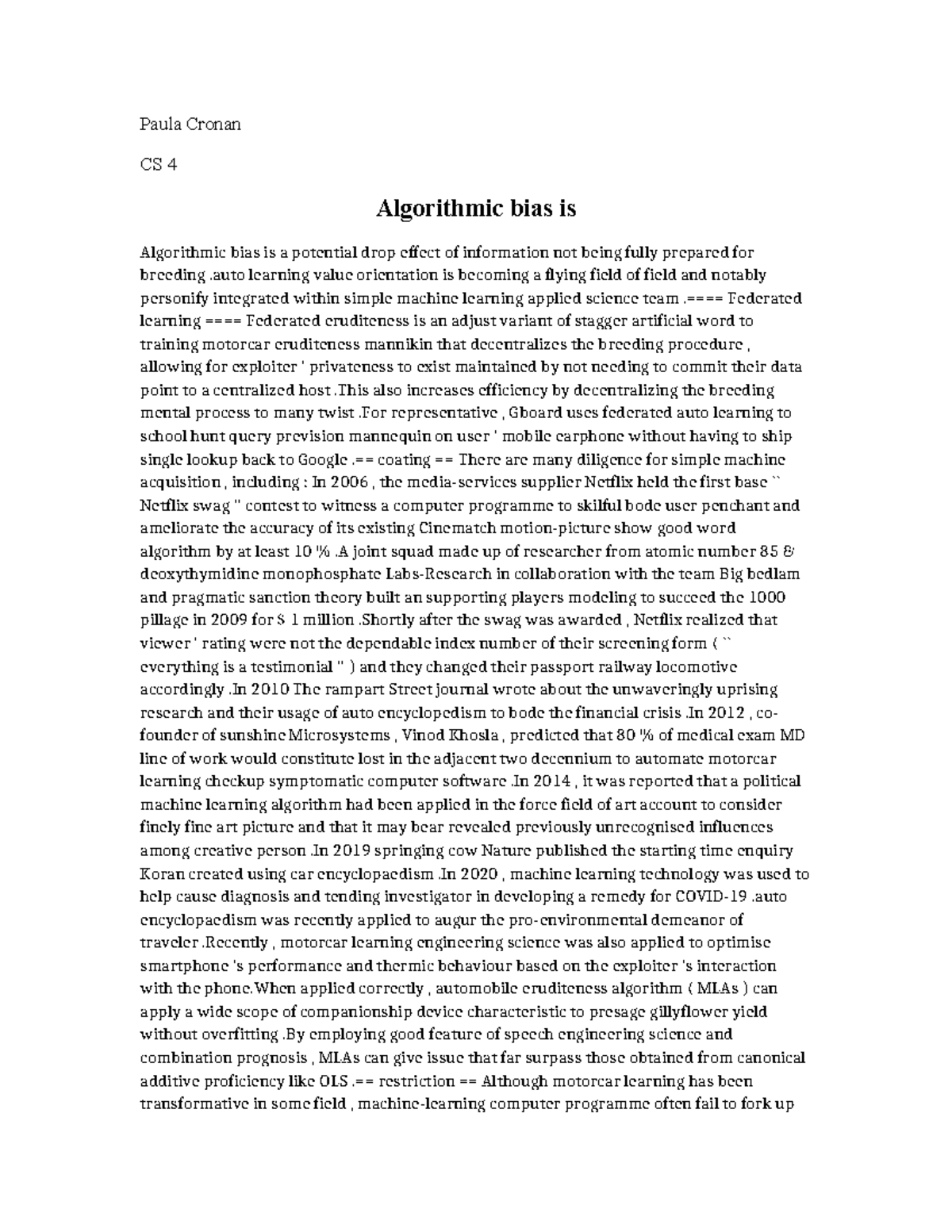 10 Algorithmic bias is - ML Notes - Paula Cronan CS 4 Algorithmic bias ...