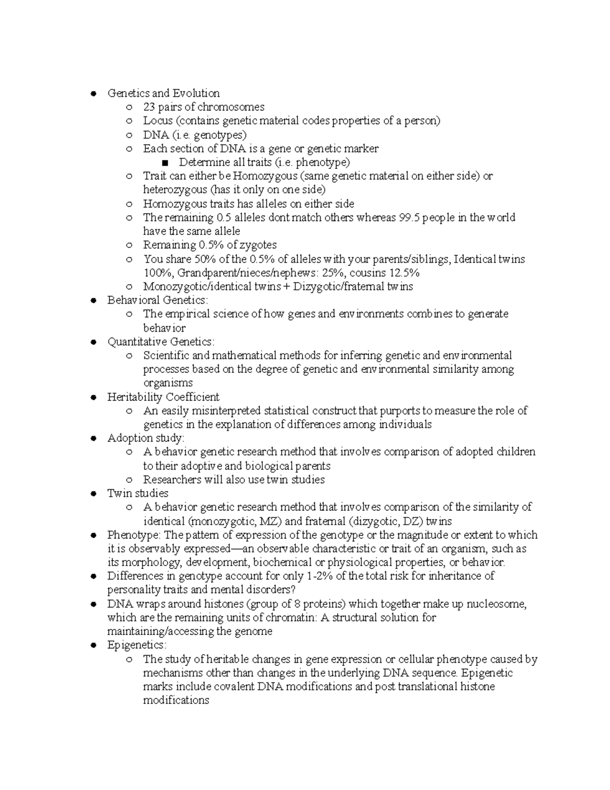 PSYC 100 Notes - Genetics and Evolution 23 pairs of chromosomes Locus ...