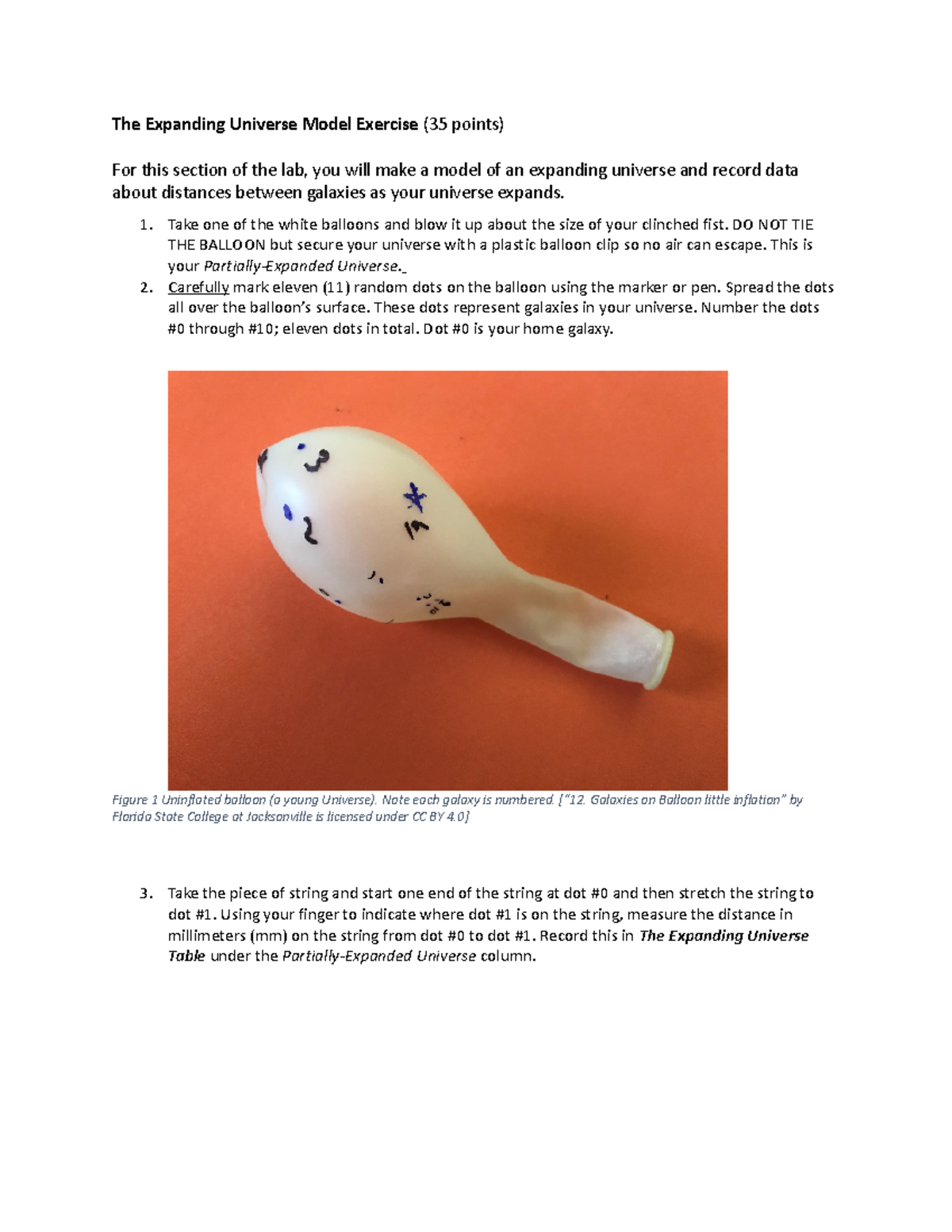 Lab 12 The Expanding Universe Model Exercise - The Expanding Universe ...