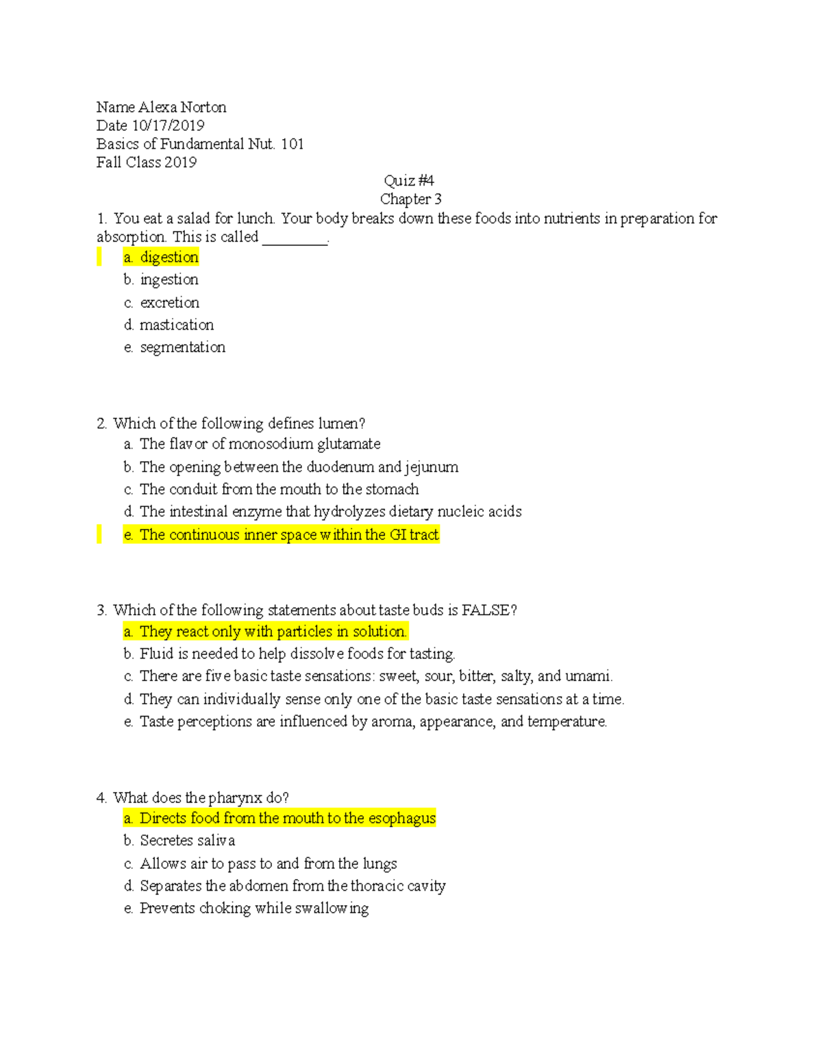 Quiz4ch Quiz 4 Covered Chapter Three With Questions And Confirmed Answers Name Alexa Norton 