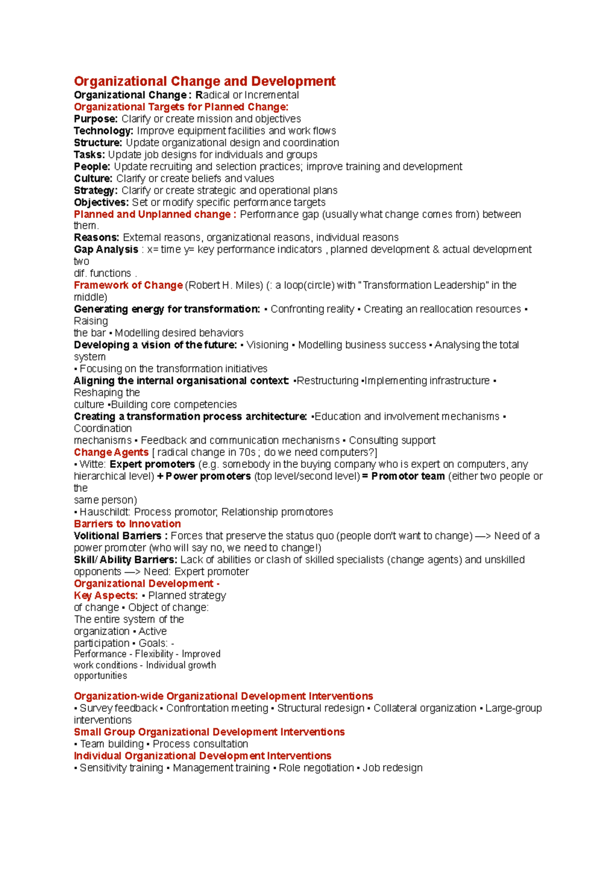 Organizational Change and Development - Organizational Change and ...