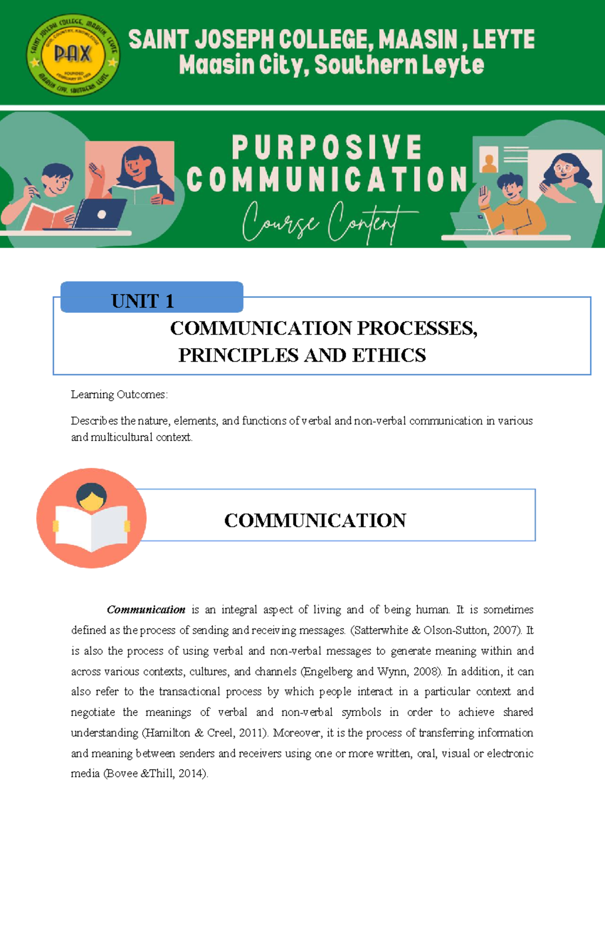 UNIT 1 Purposive Communication - UNIT 1 COMMUNICATION PROCESSES ...