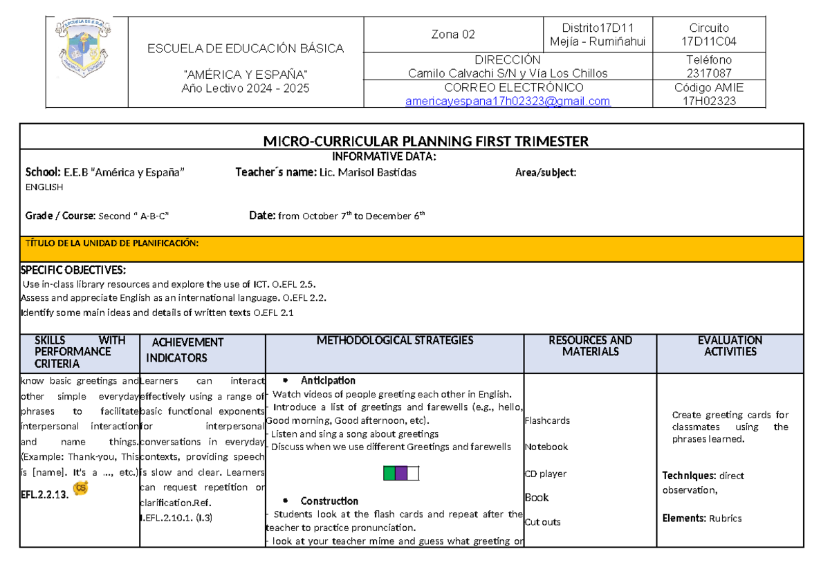 First TERM- Micro- Planning- Second - MICRO-CURRICULAR PLANNING FIRST ...