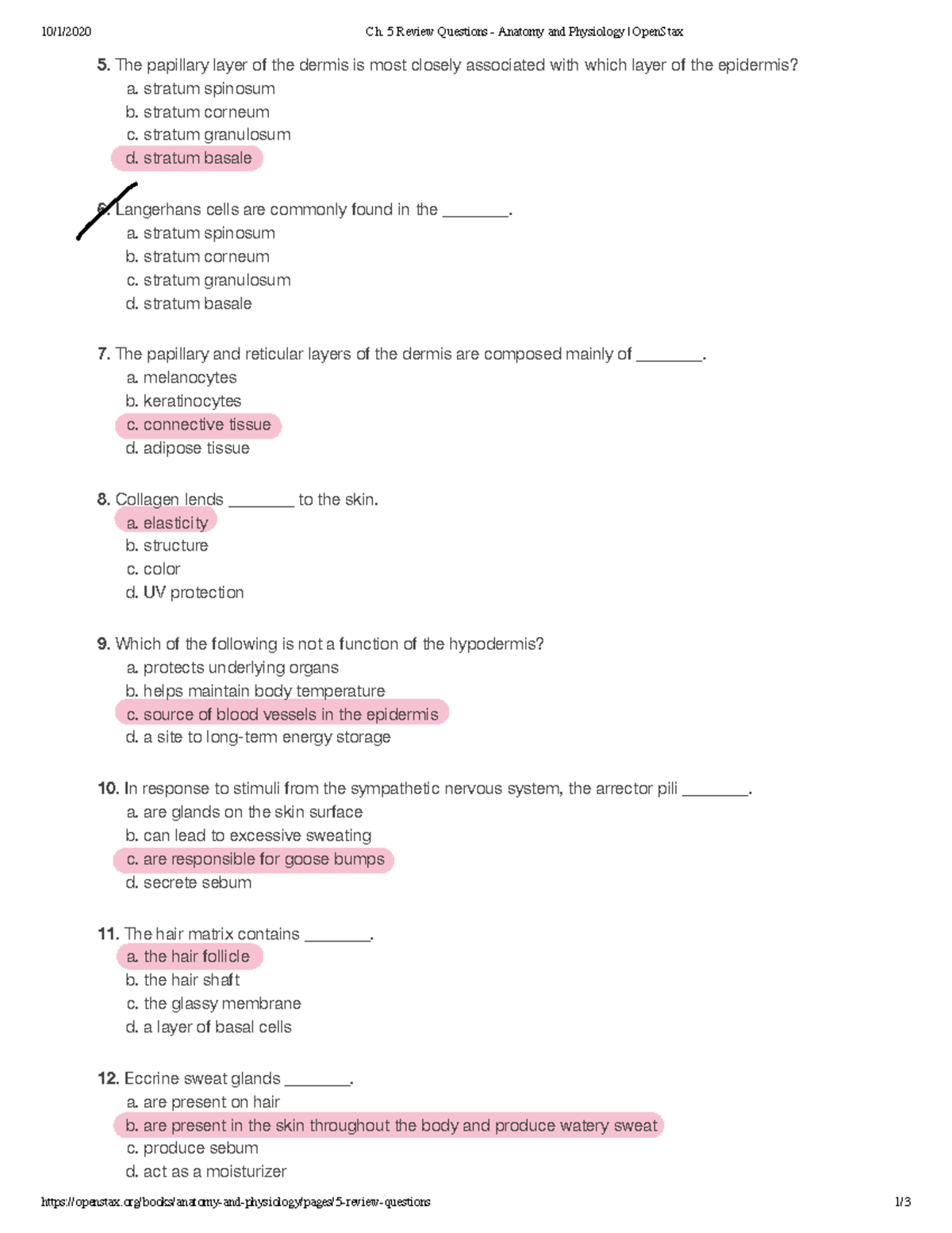 Ch. 5 Review - Integrated Anatomy And Physiology 2217 with Prof ...