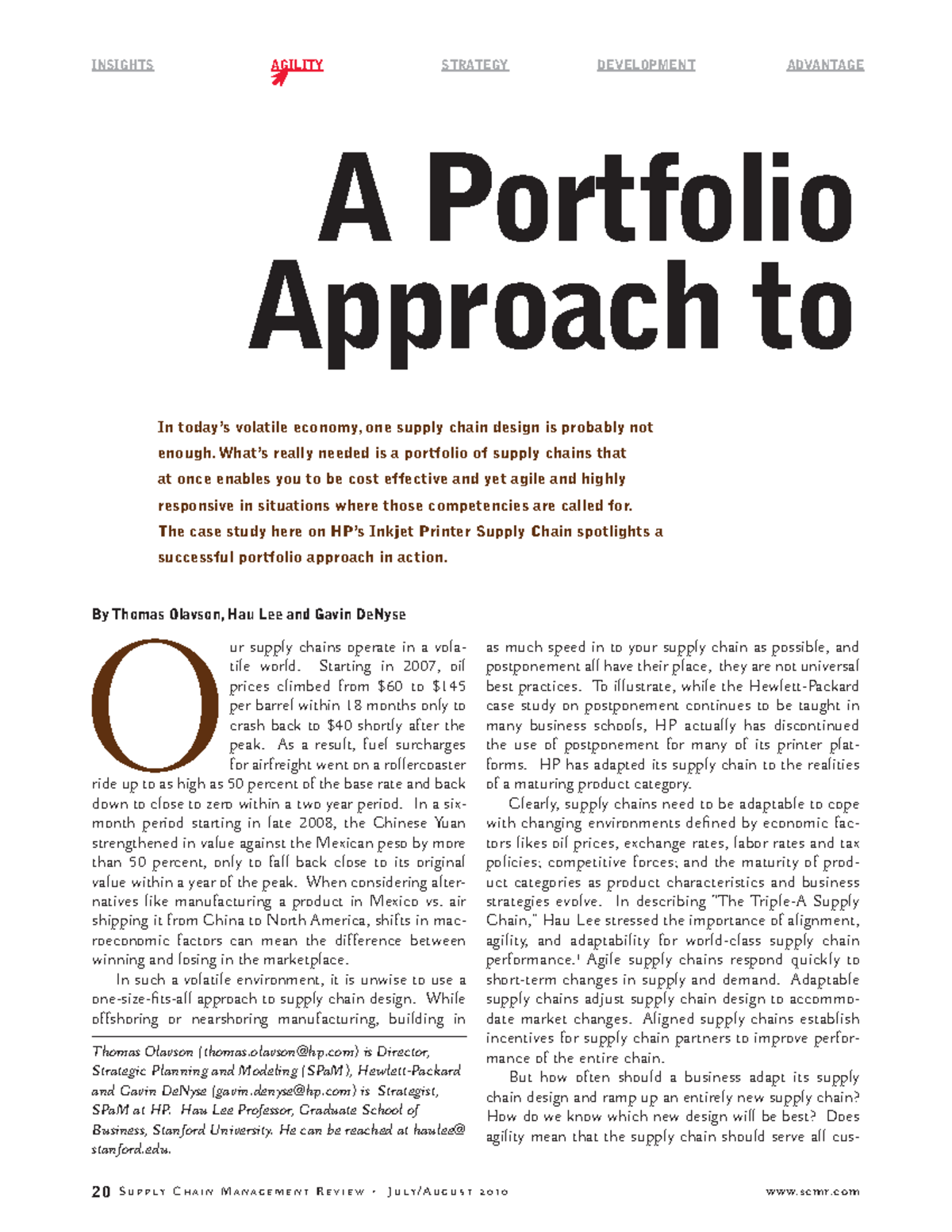 Olavsoun Lee De Nyse SCMR 2010ppl - 20 Supply Chain Management Review ...