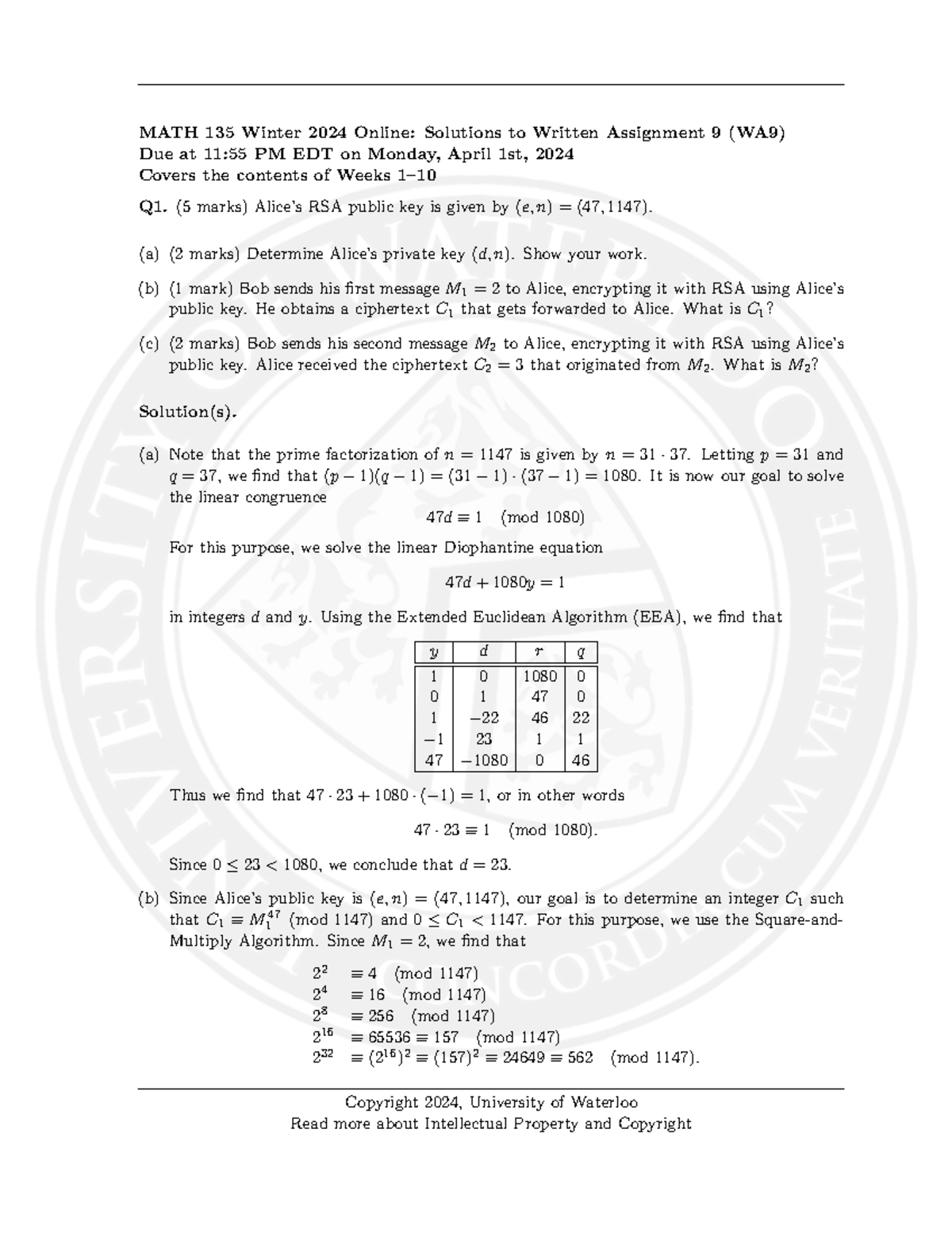 Wa09-solutions - MATH 135 Winter 2024 Online: Solutions to Written ...