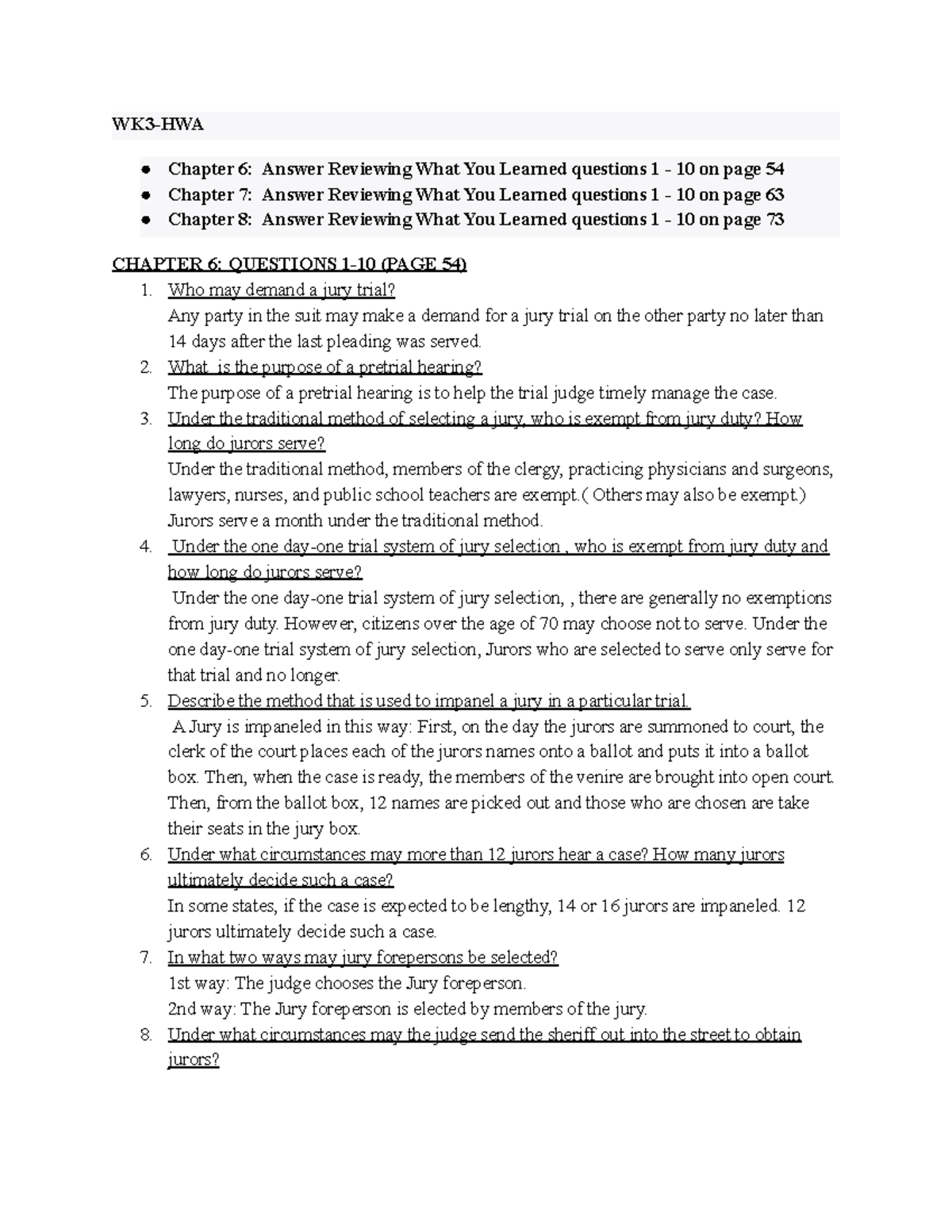 Legal Term week 3 HW - WK3-HWA Chapter 6: Answer Reviewing What You ...