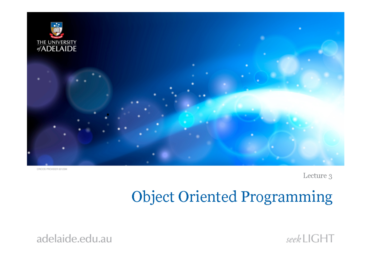 Lecture 03-inclass - Representation of Integers - Lecture 3 Object Oriented Programming - Studocu