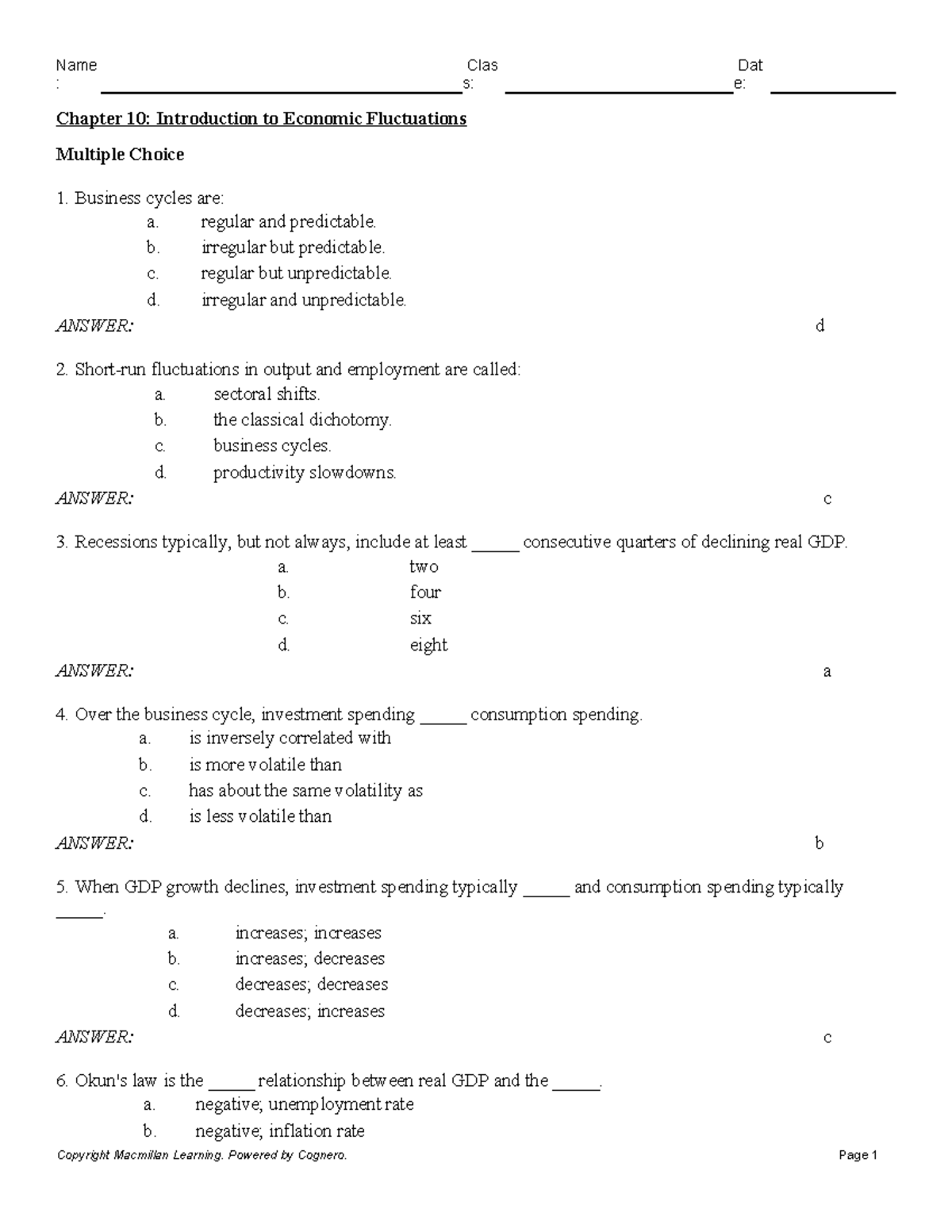 Chapter 10 Introduction to Economic Fluctuations - : s: e: Chapter 10 ...