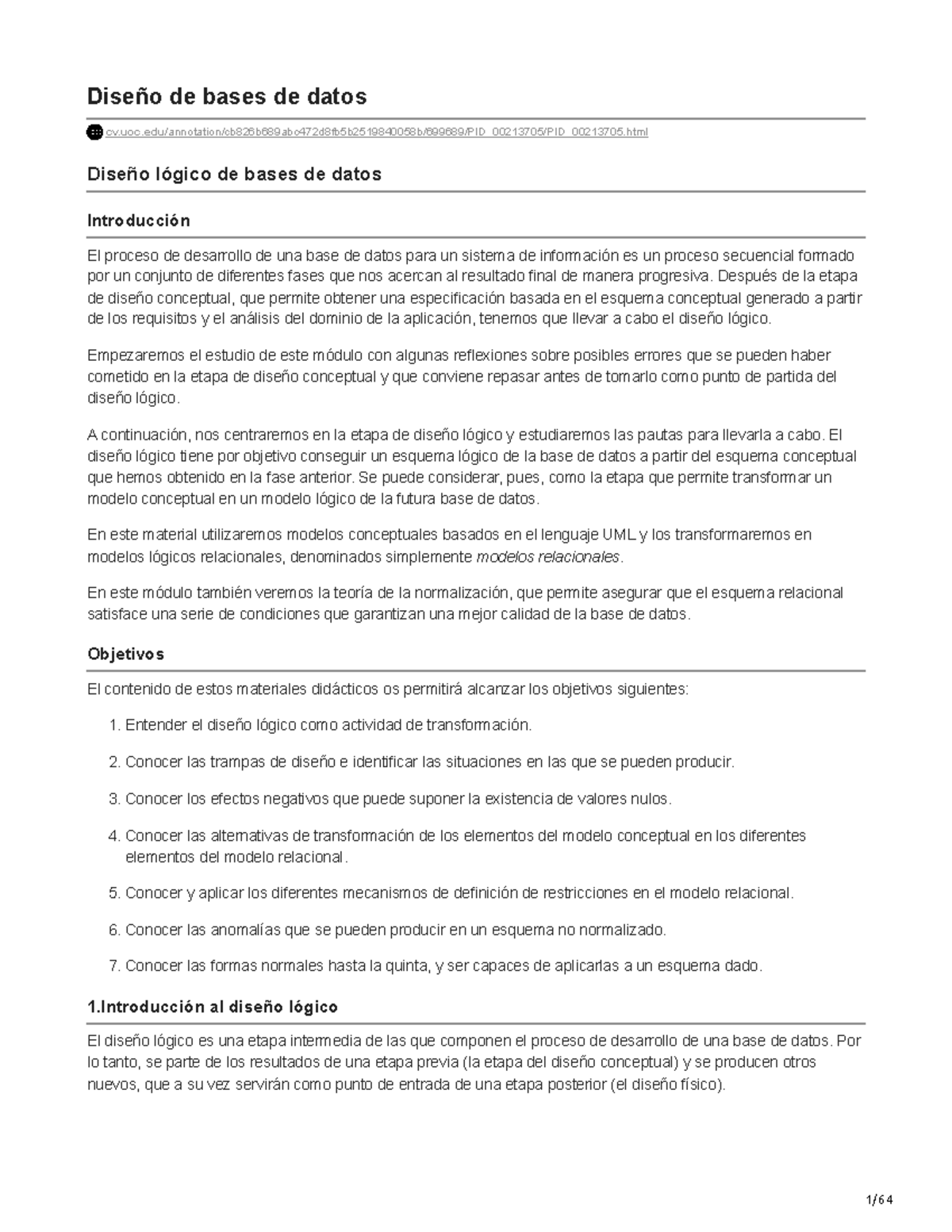 Diseño de bases de datos-UOC - Diseño de bases de datos - Studocu