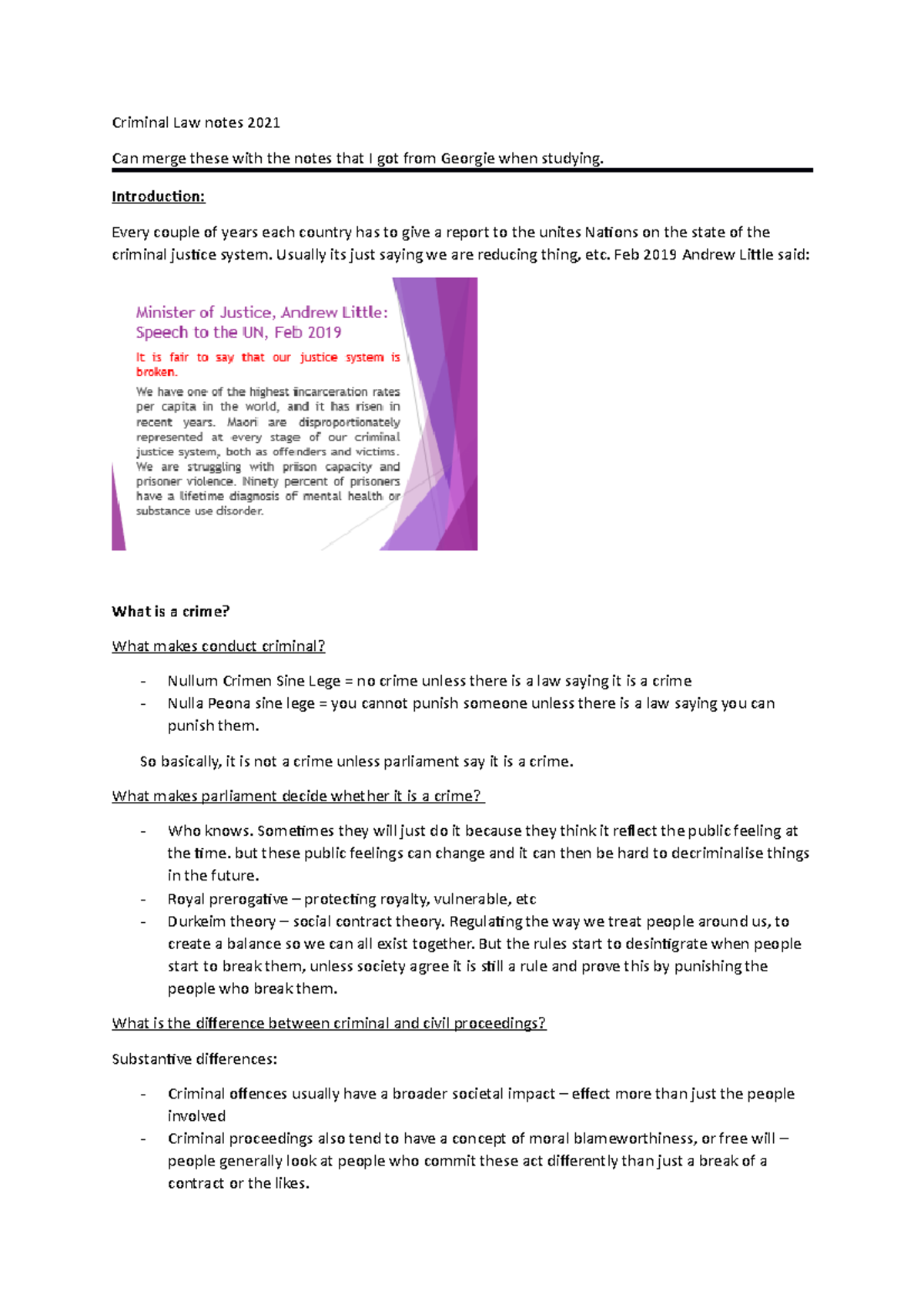 Crimes notes 2021 full course - Criminal Law notes 2021 Can merge these ...