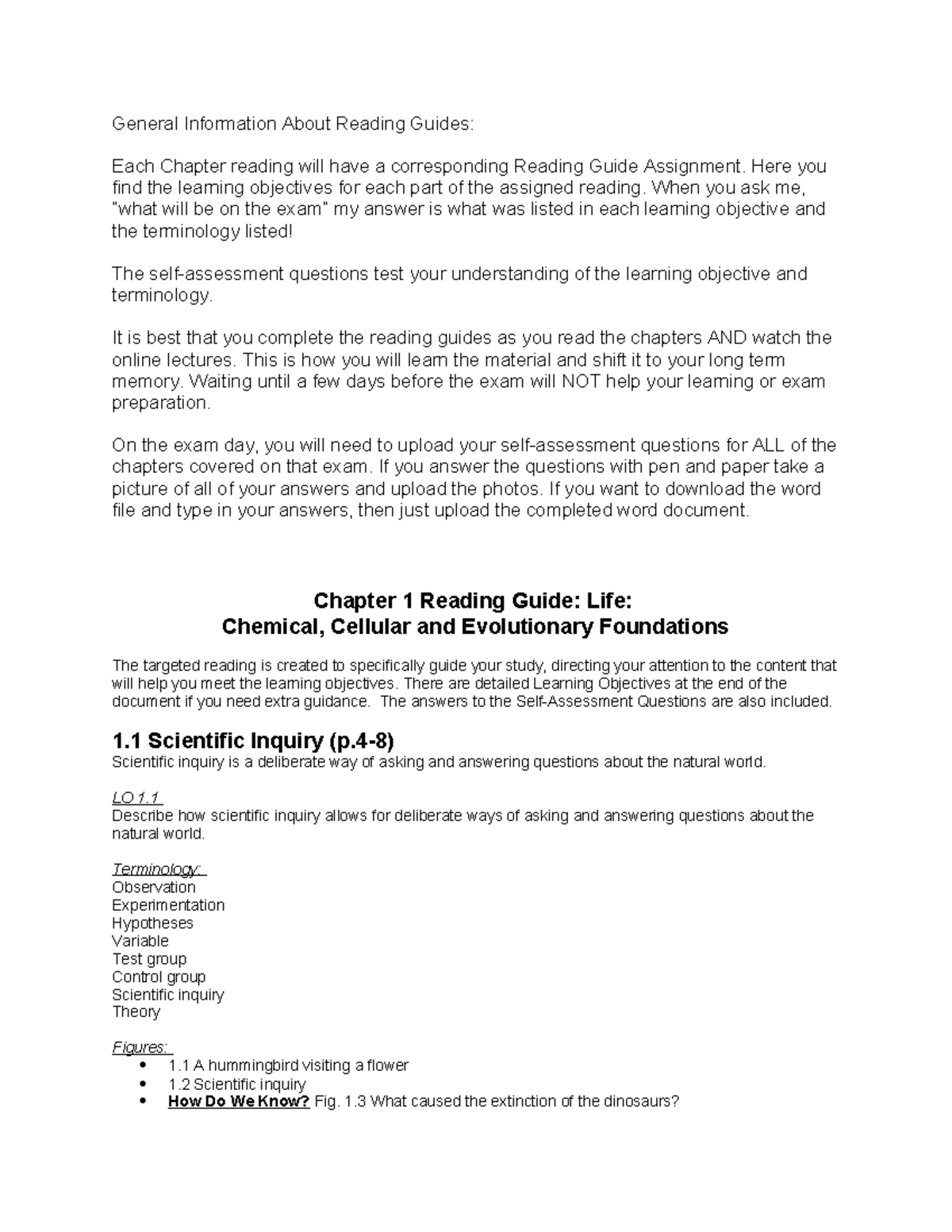Ch 1 reading guide - notes - General Information About Reading Guides ...