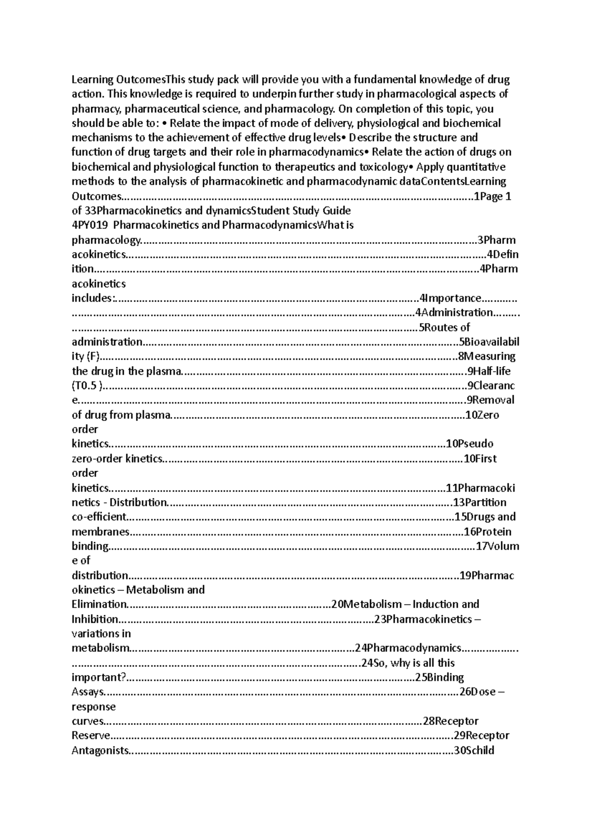 Pharmacy notes 3 - Learning OutcomesThis study pack will provide you ...